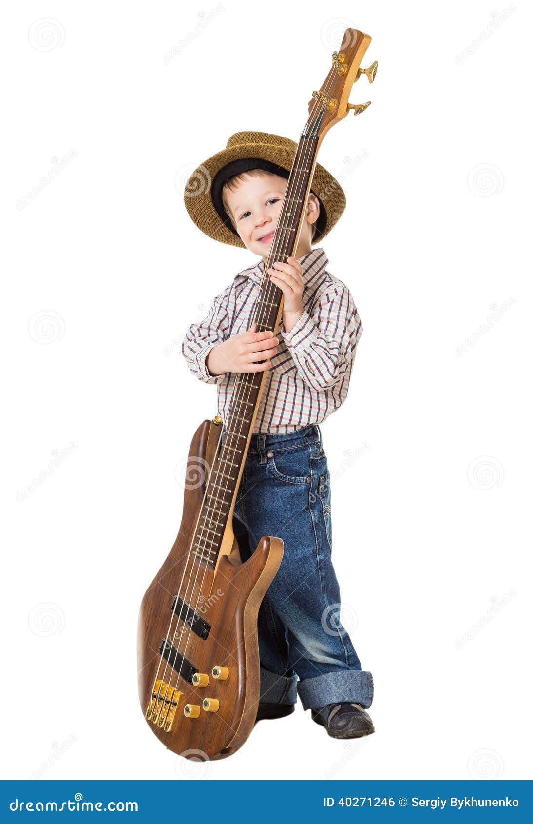 Little Boy Standing with Rock Guitar Stock Photo - Image of caucasian ...