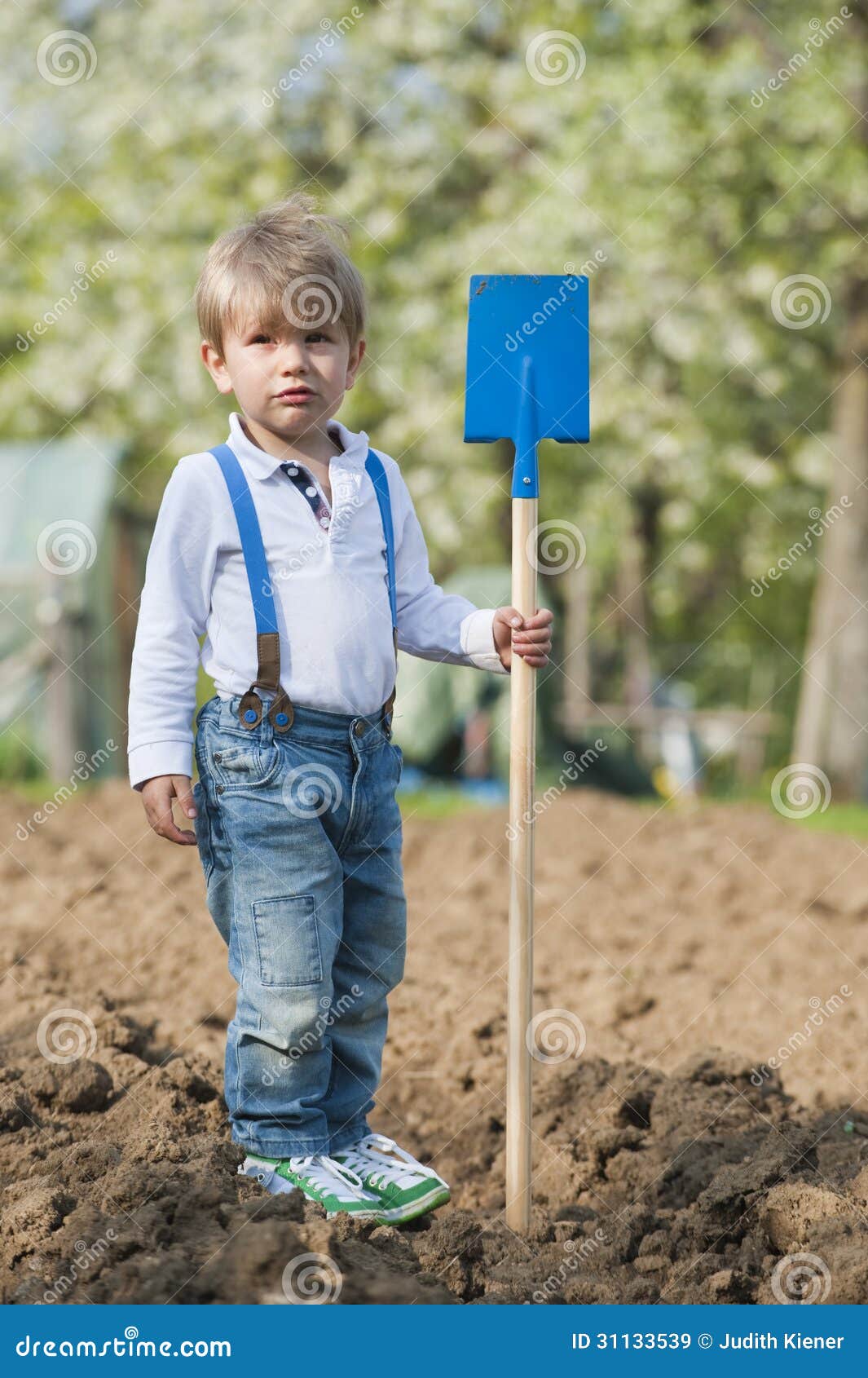 Little boy stock image. Image of spade, springtime, spring - 31133539