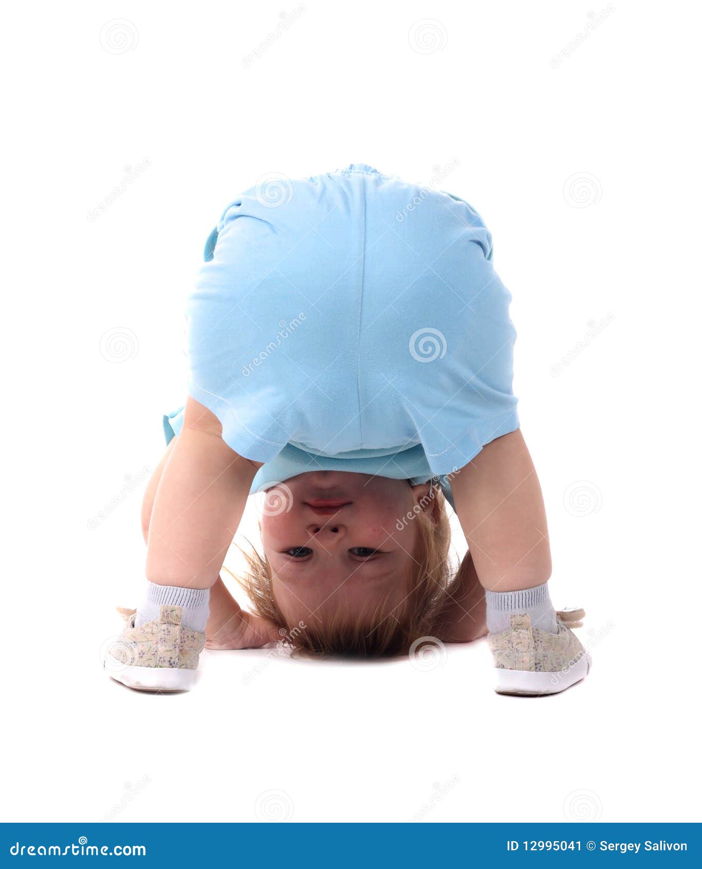 Little Boy Stands Upside-down Stock Image - Image of playful, handstand ...