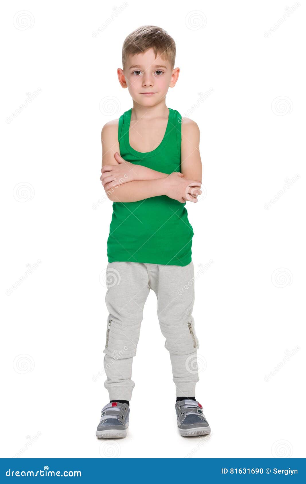 Little Boy Stands on the White Background Stock Photo - Image of little ...