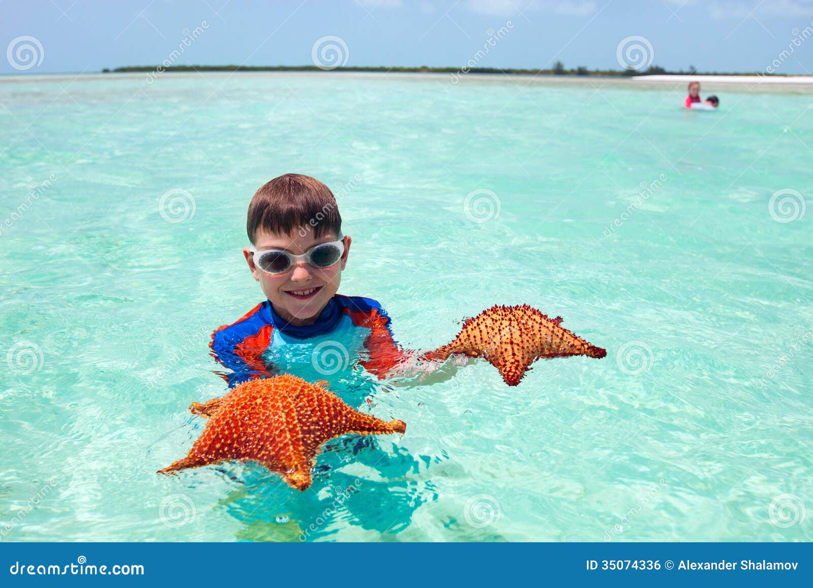 Little boy with a starfish stock photo. Image of beautiful - 35074336