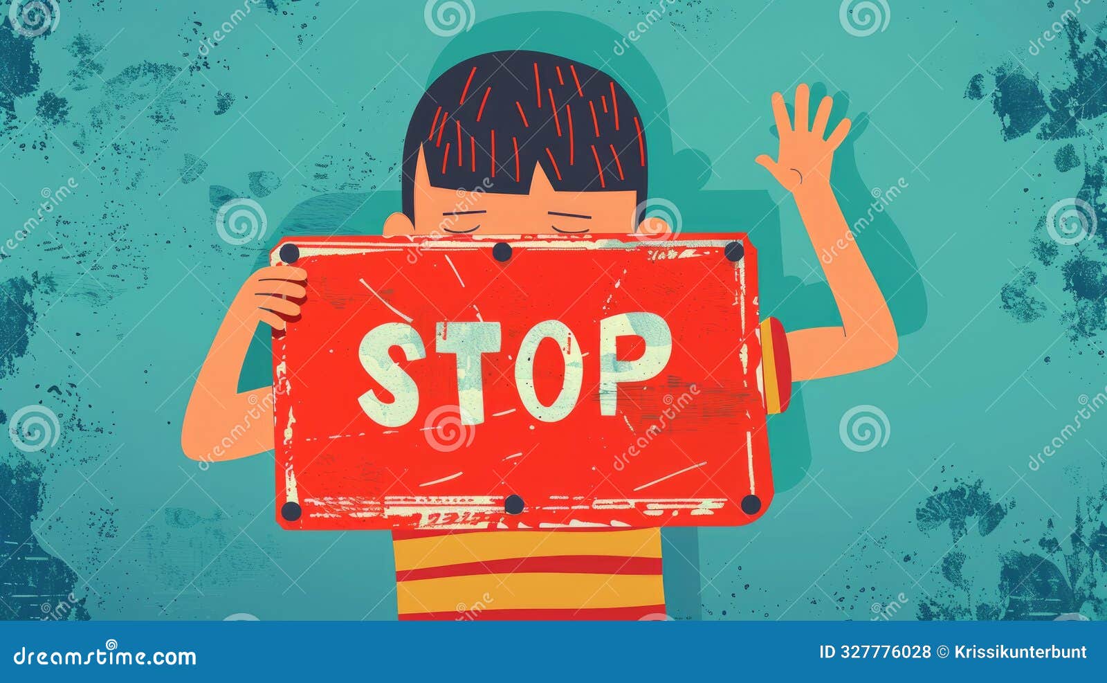 Little Boy with Stop Sign in Front of His Face AI Generated Stock ...