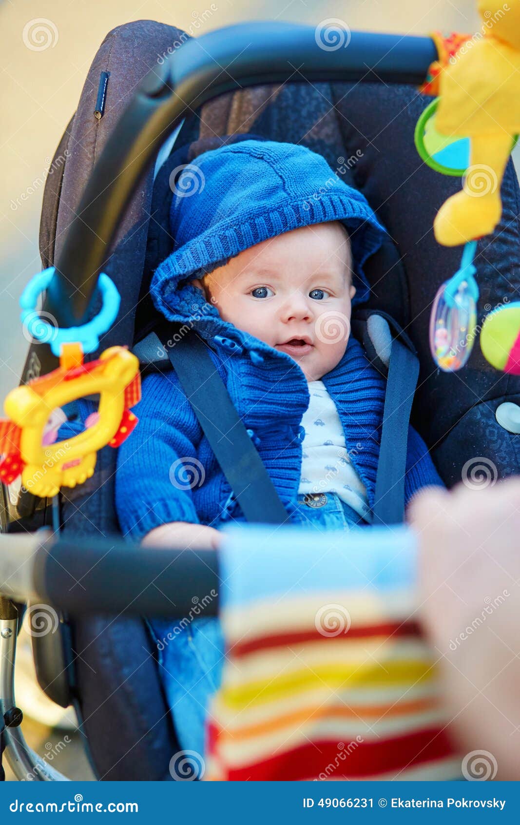 Little Boy in Stroller Playing with Toys Stock Image - Image of autumn ...