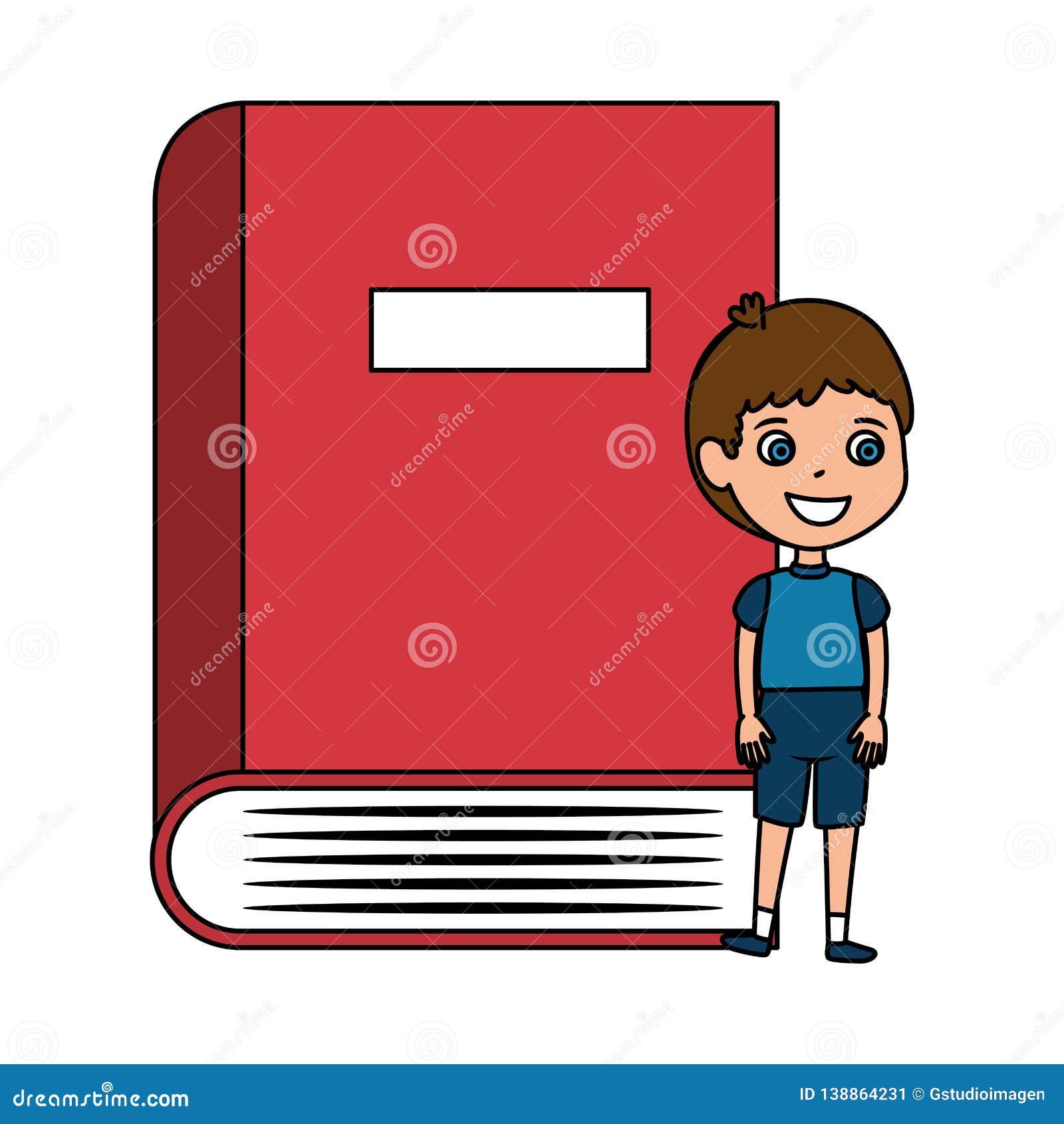 Little Boy Student with Book Character Stock Vector - Illustration of ...