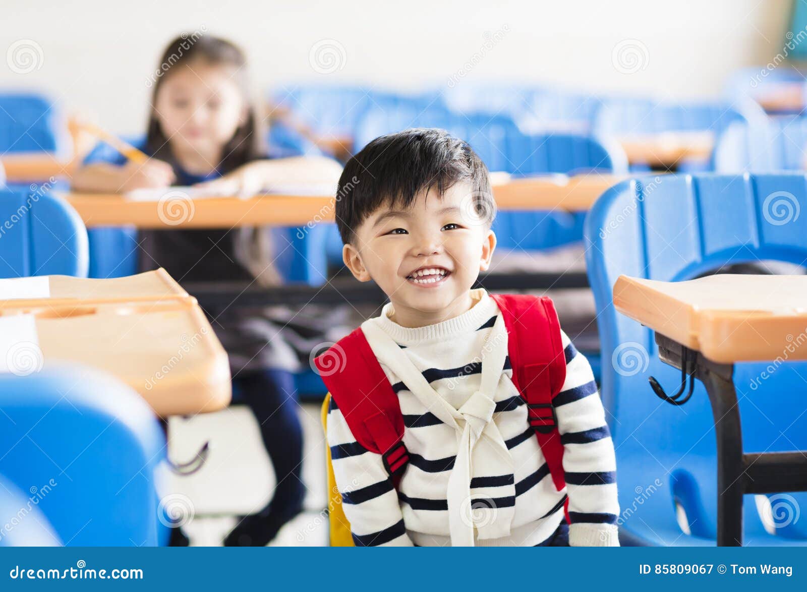 Little Boy Student in the Classroom Stock Image - Image of cute ...