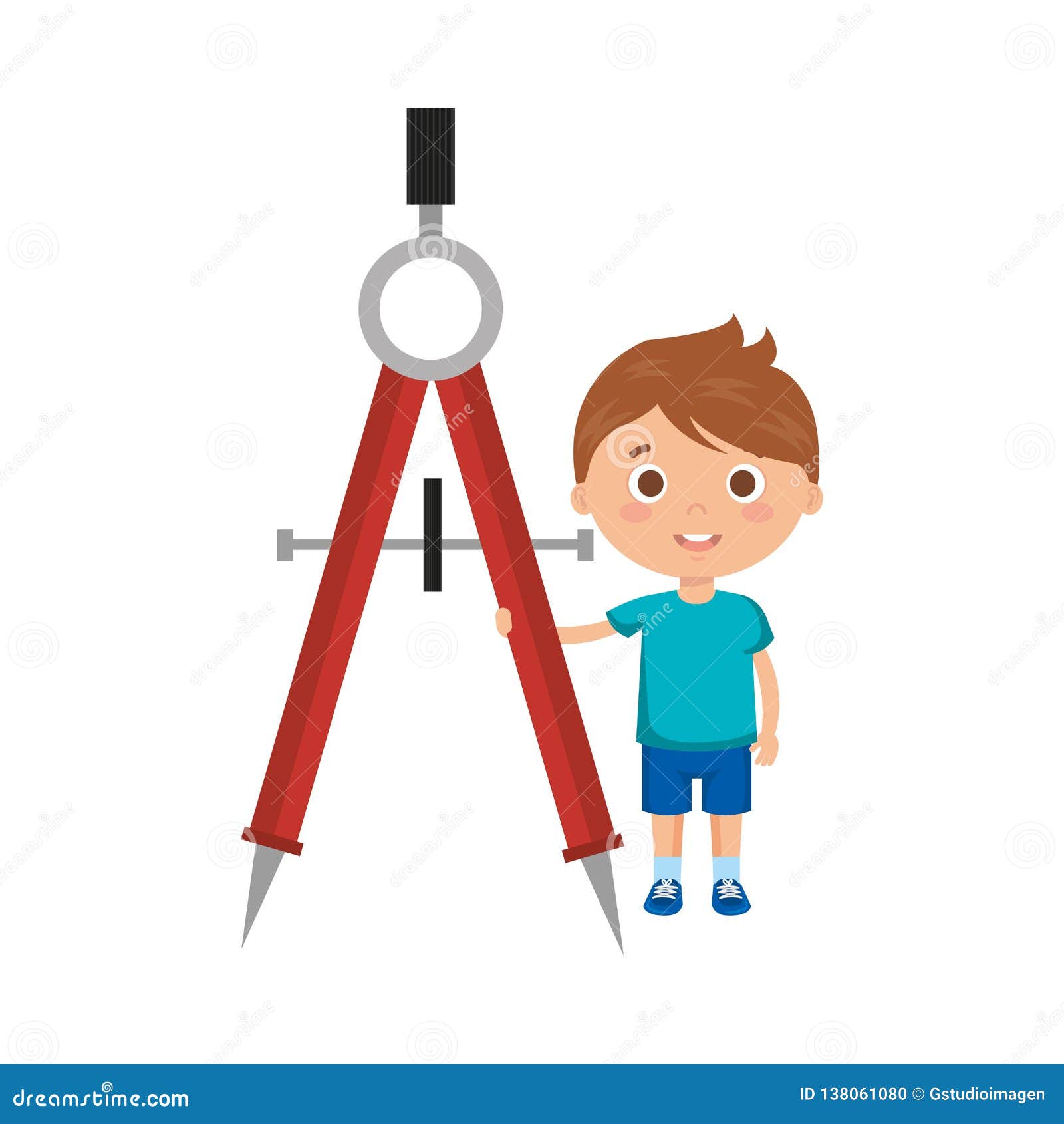 Little Boy Student with Compass Character Stock Vector - Illustration ...