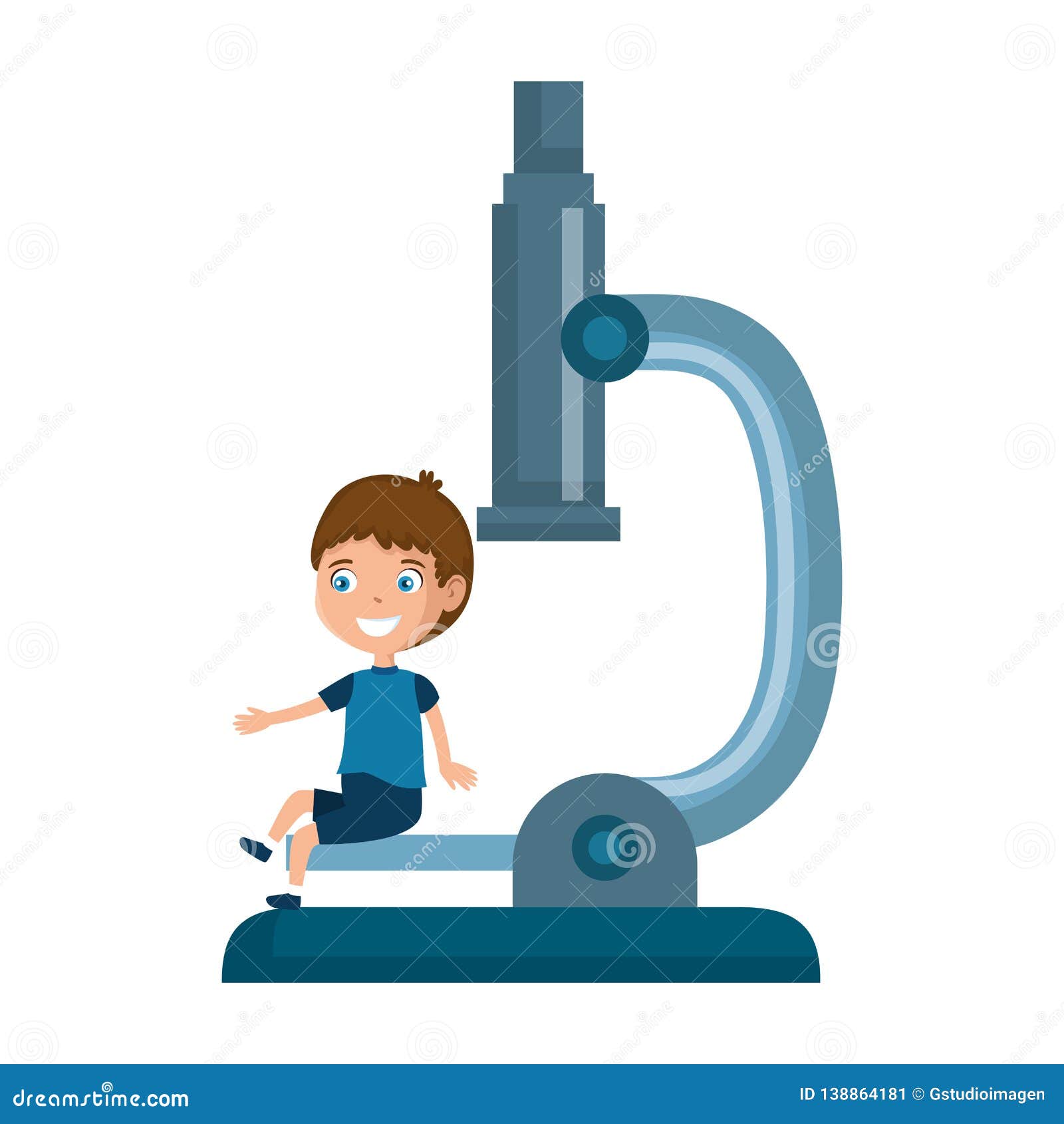 Little Boy Student with Microscope Character Stock Vector ...