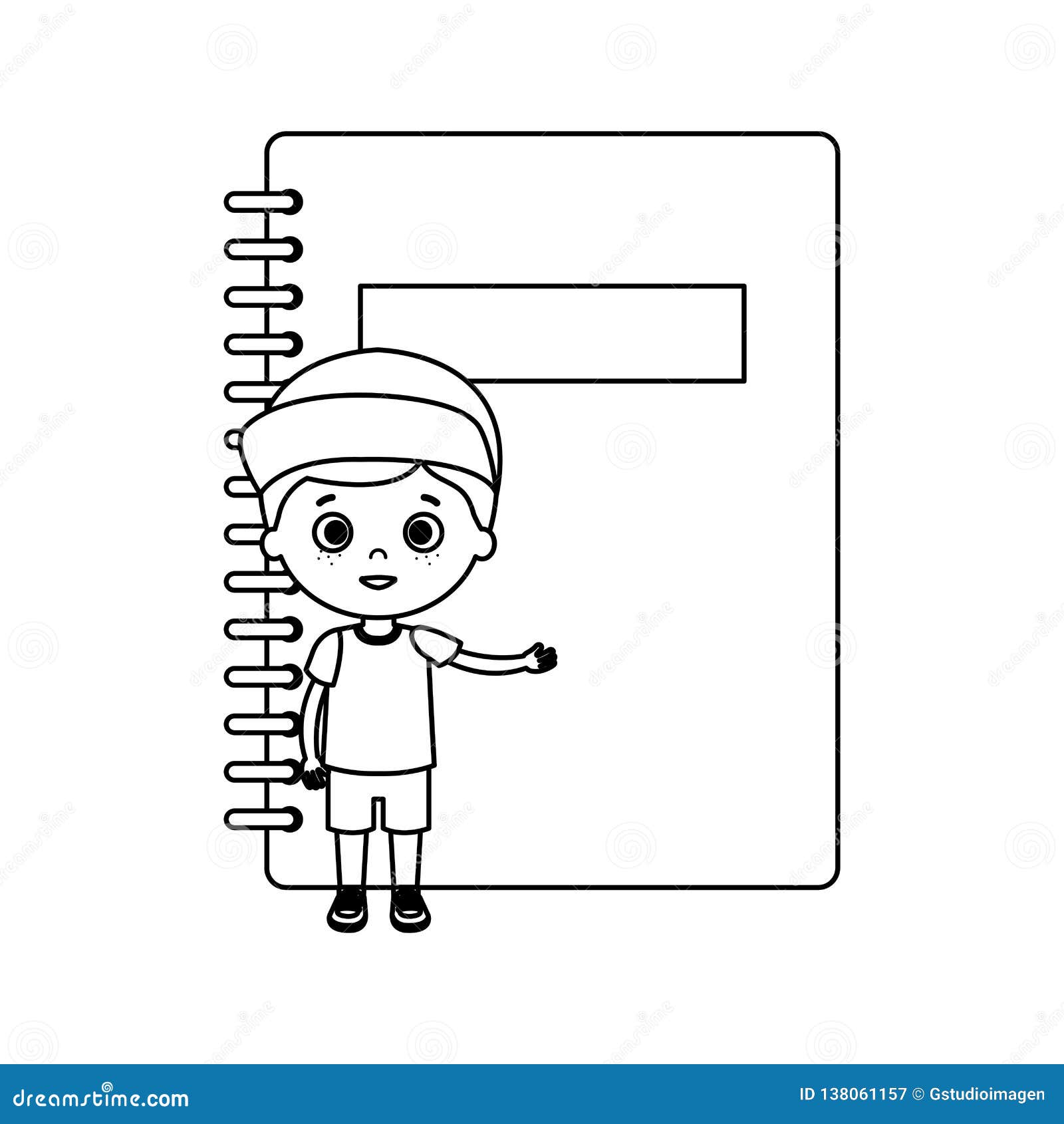 Little Boy Student with Notebook Character Stock Vector - Illustration ...