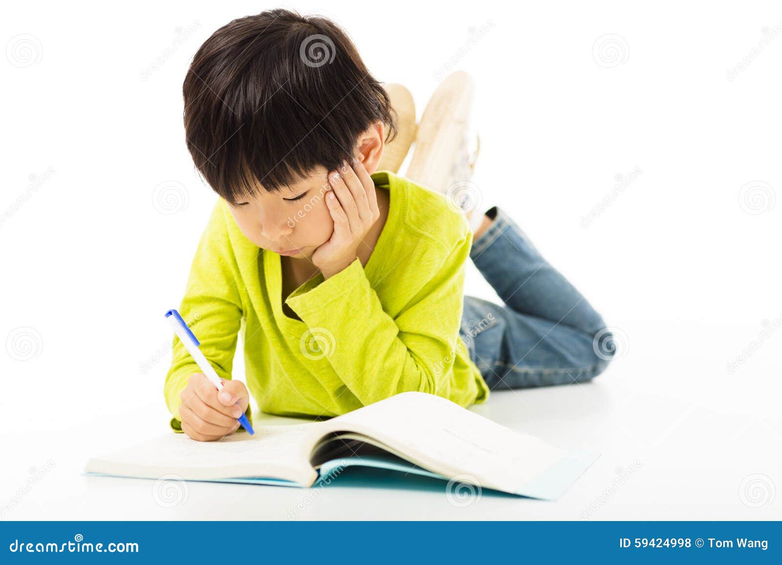 Little Boy Study on the Floor Stock Photo - Image of study, homework ...