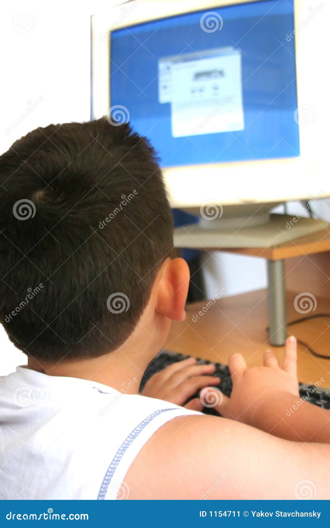 The Little Boy Studying a Computer Stock Image - Image of chief ...