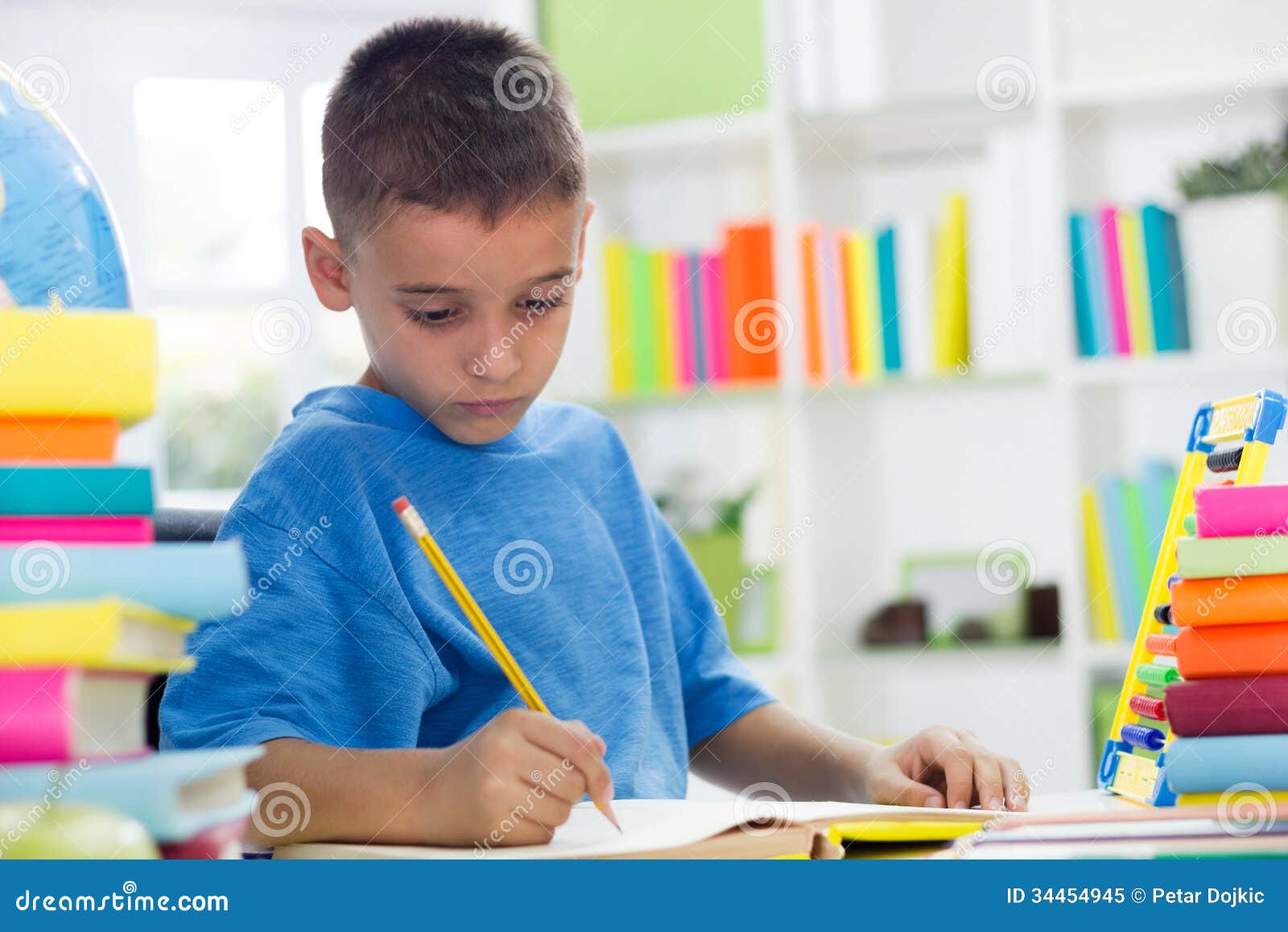 Little boy studying stock image. Image of junior, caucasian - 34454945