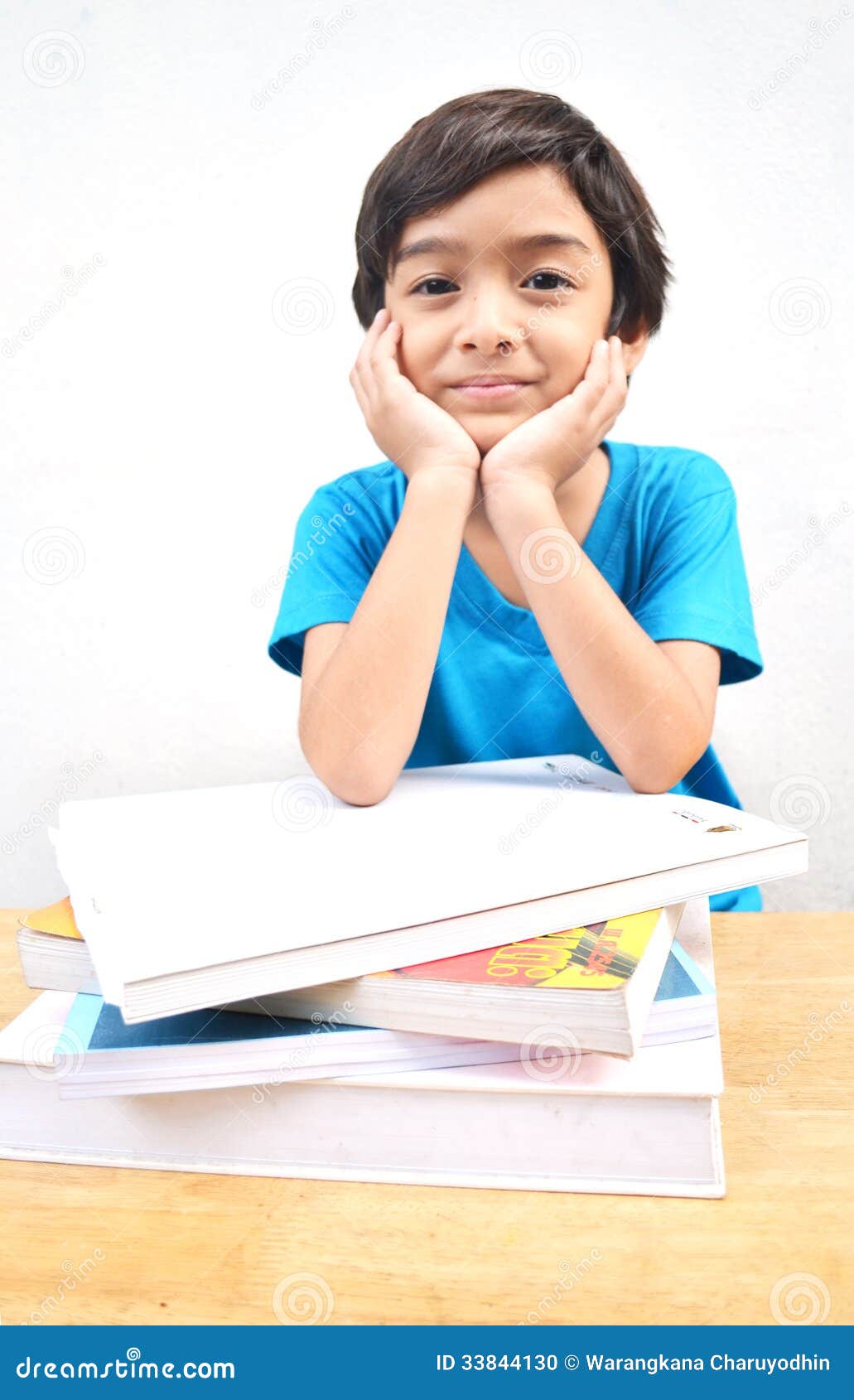 Little Boy Studying Text Books Stock Photo - Image of study, difficult ...