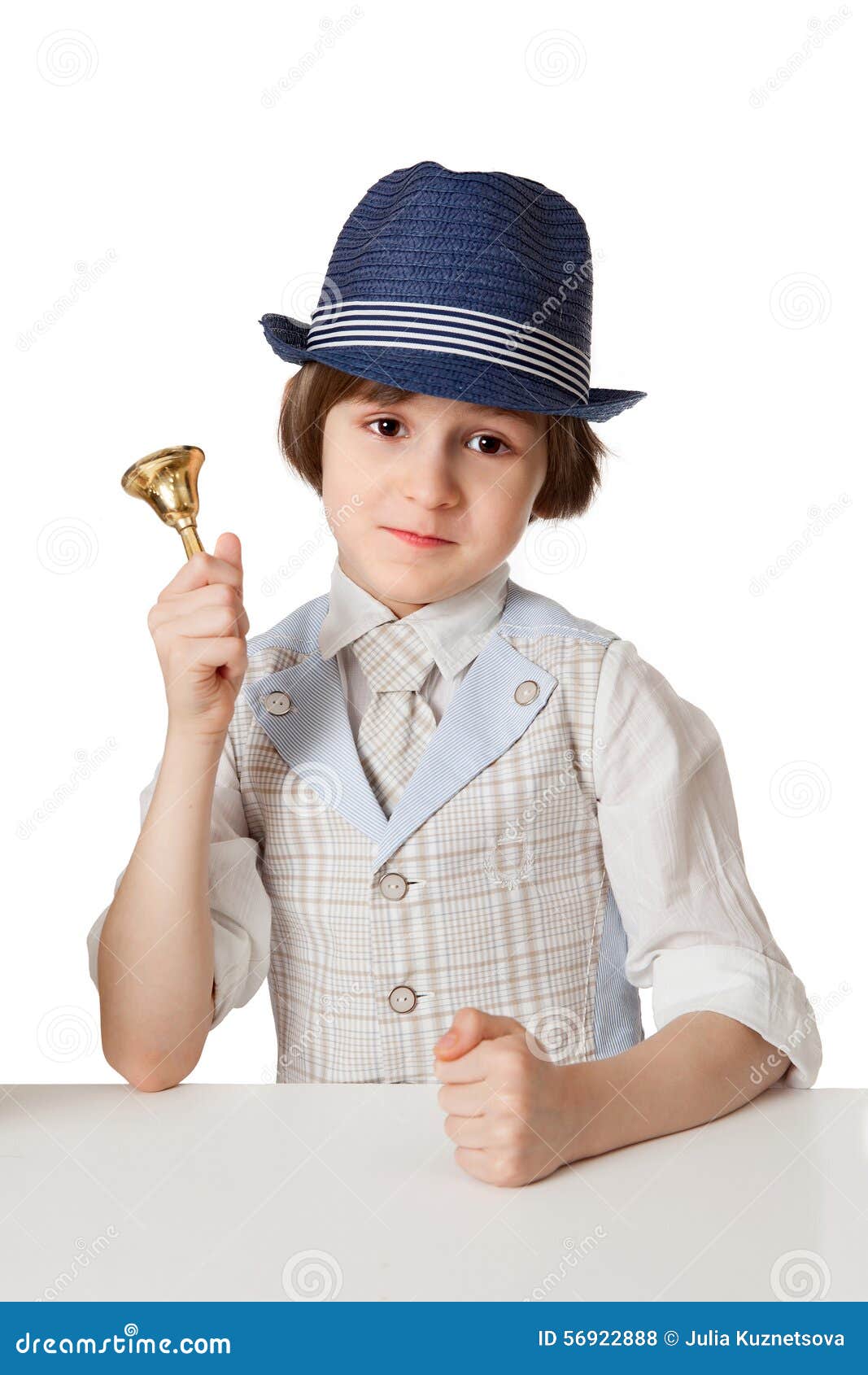 The Little Boy in Suit with Bell Stock Photo - Image of isolated ...