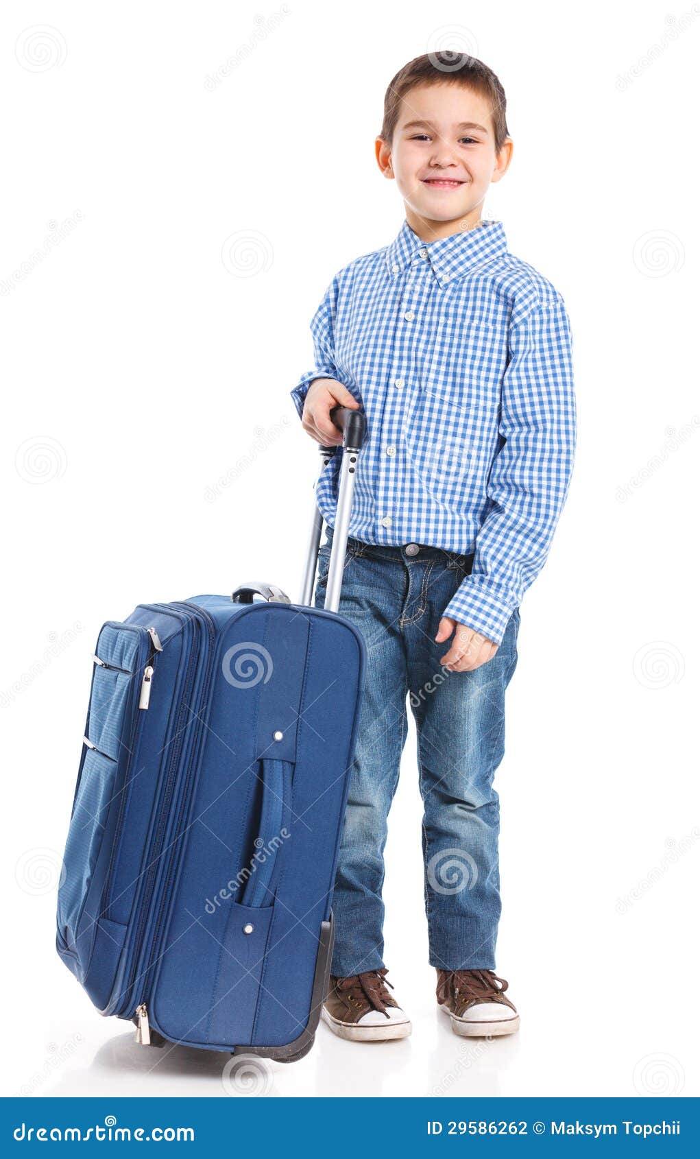 Little boy with suitcase stock photo. Image of departure - 29586262