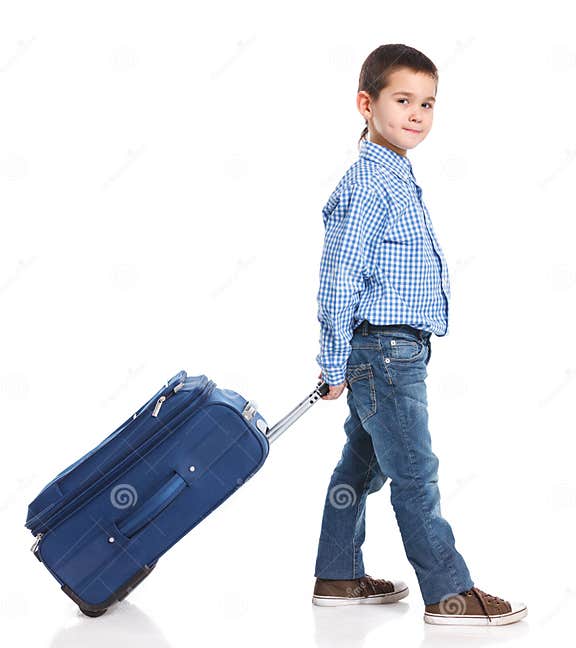 Little boy with suitcase stock photo. Image of backpack - 29586272