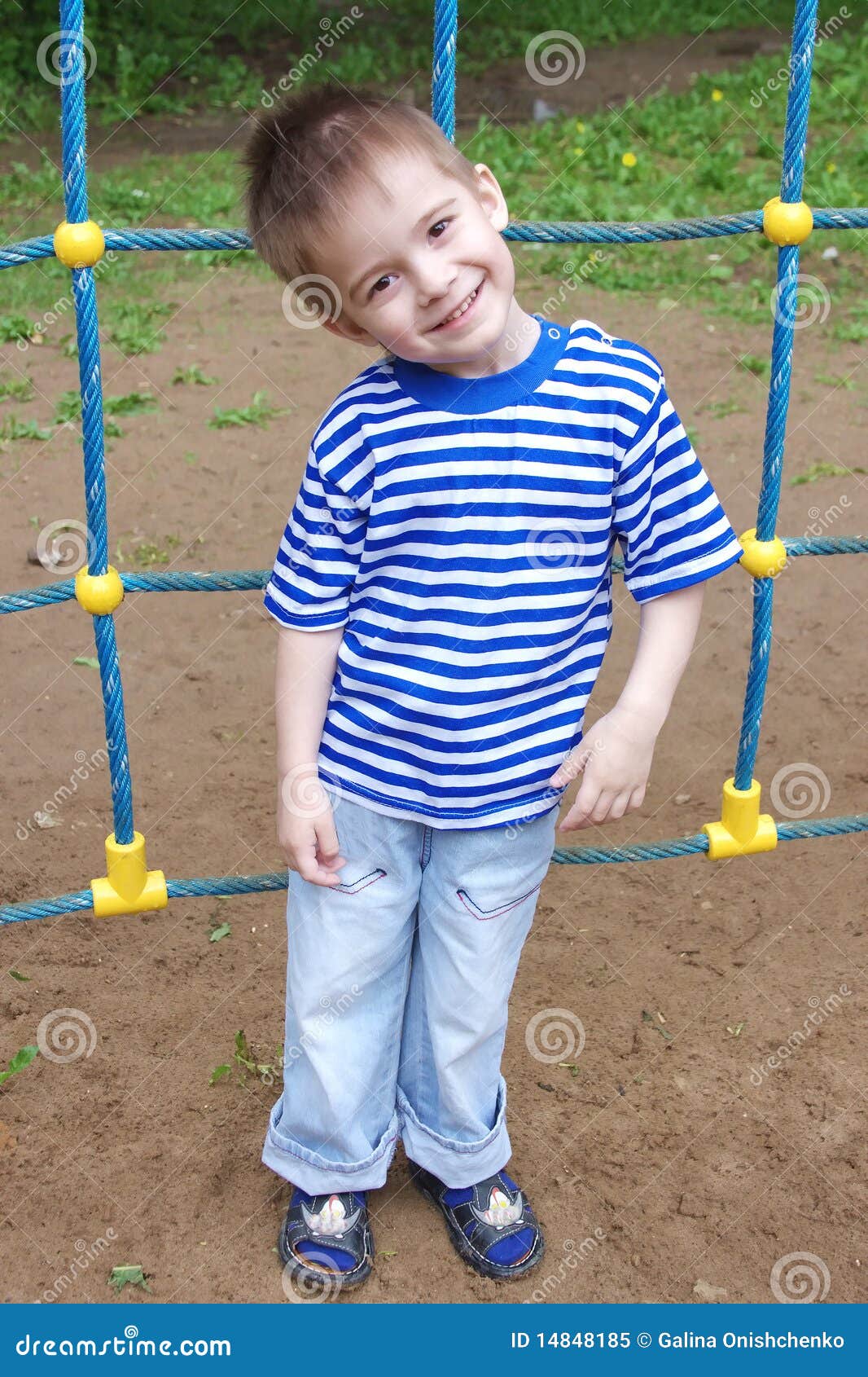 A little boy is in summer stock image. Image of shirt - 14848185