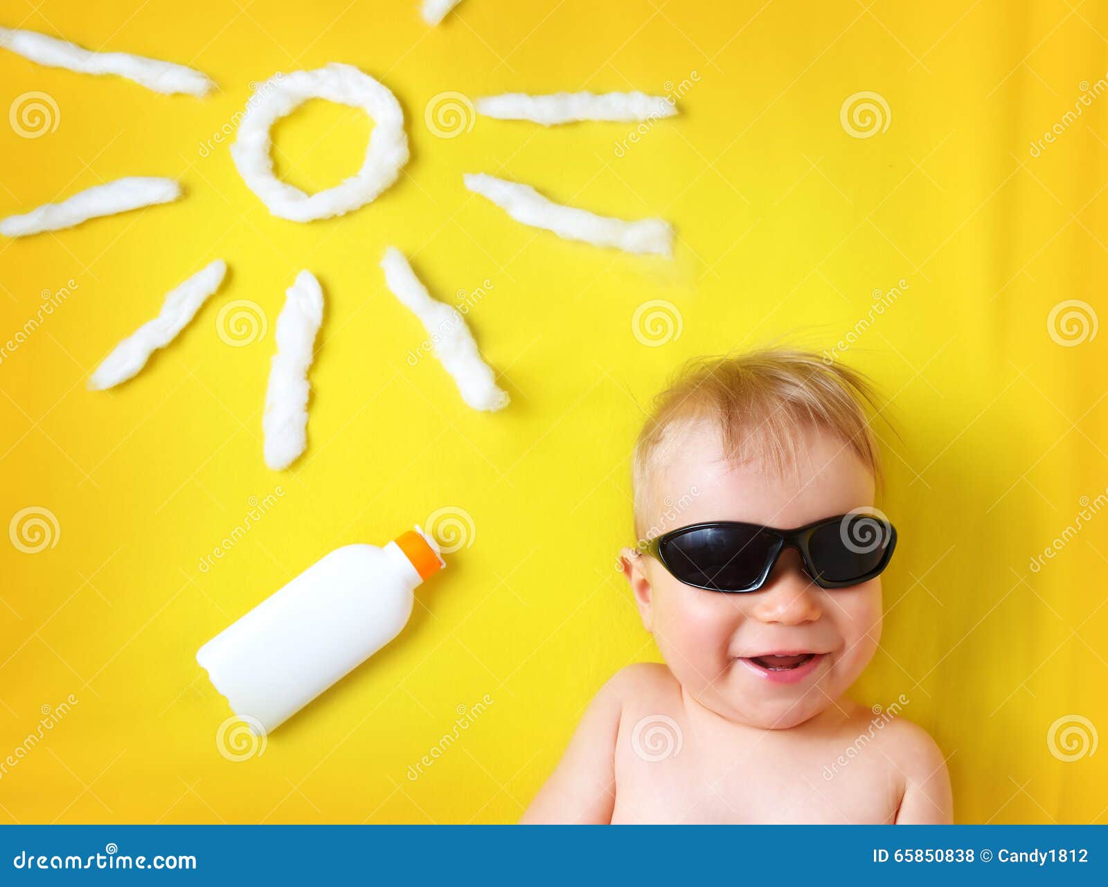 Little Boy with Sunglasses and Sun Shape Stock Photo - Image of concept ...