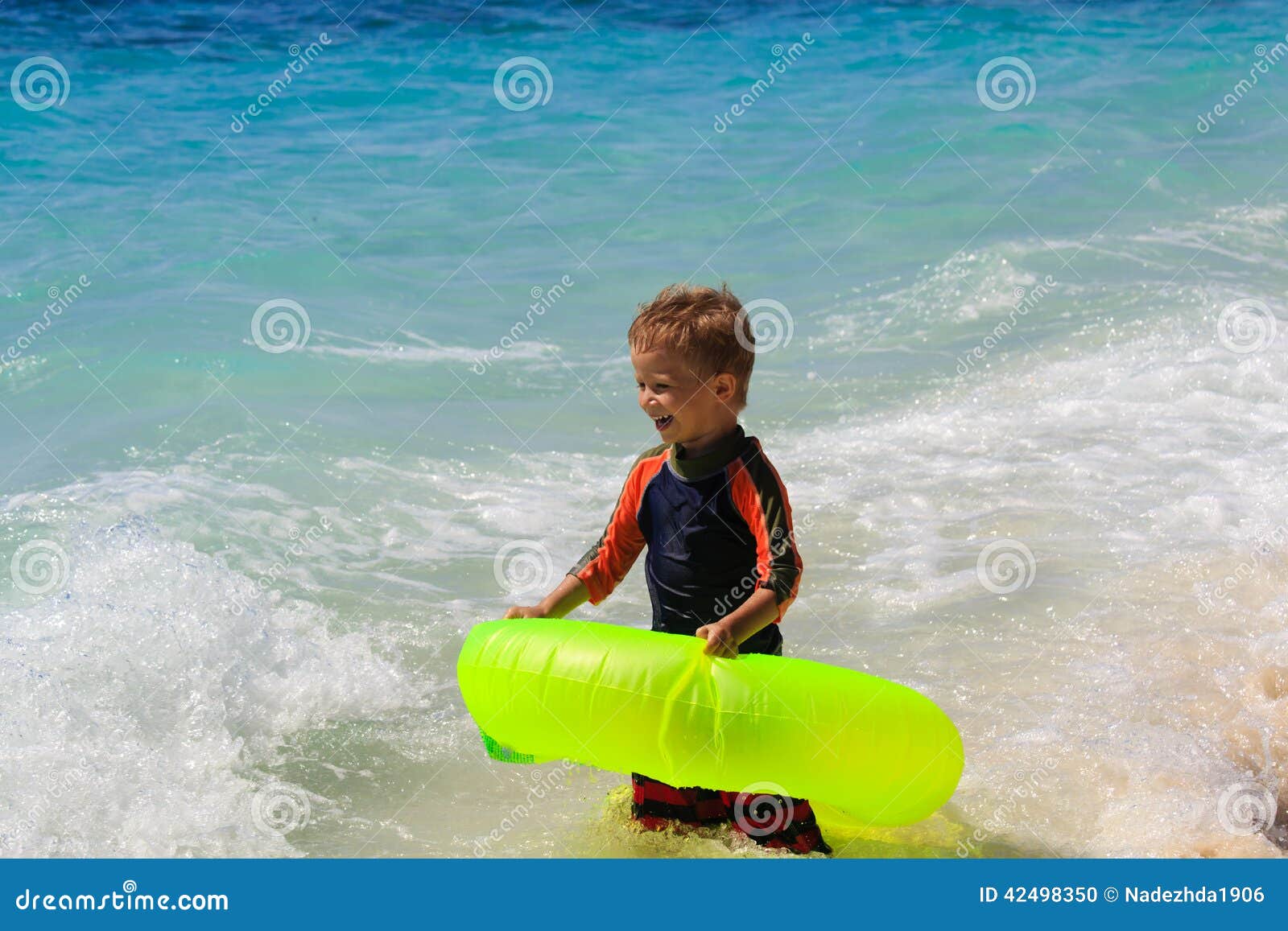 Little Boy Swimming at the Beach Stock Photo - Image of lifestyle ...