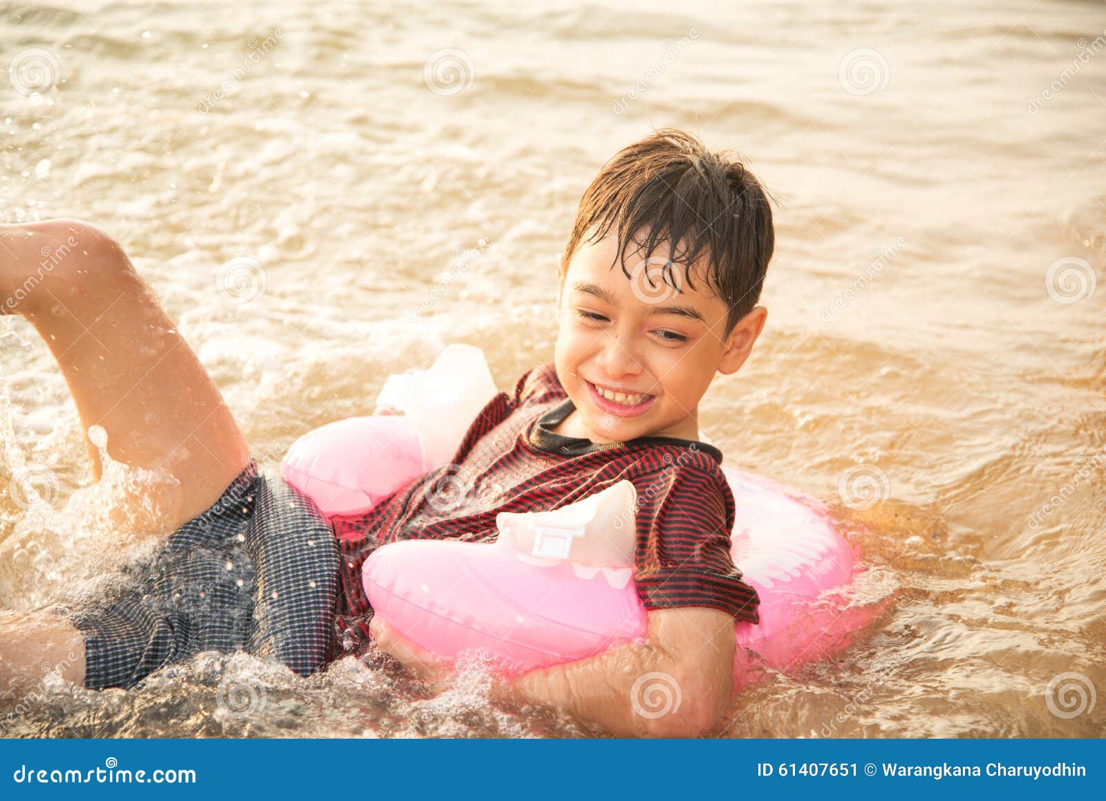 Little Boy Swimming on the Sea Beach Stock Image - Image of adventure ...