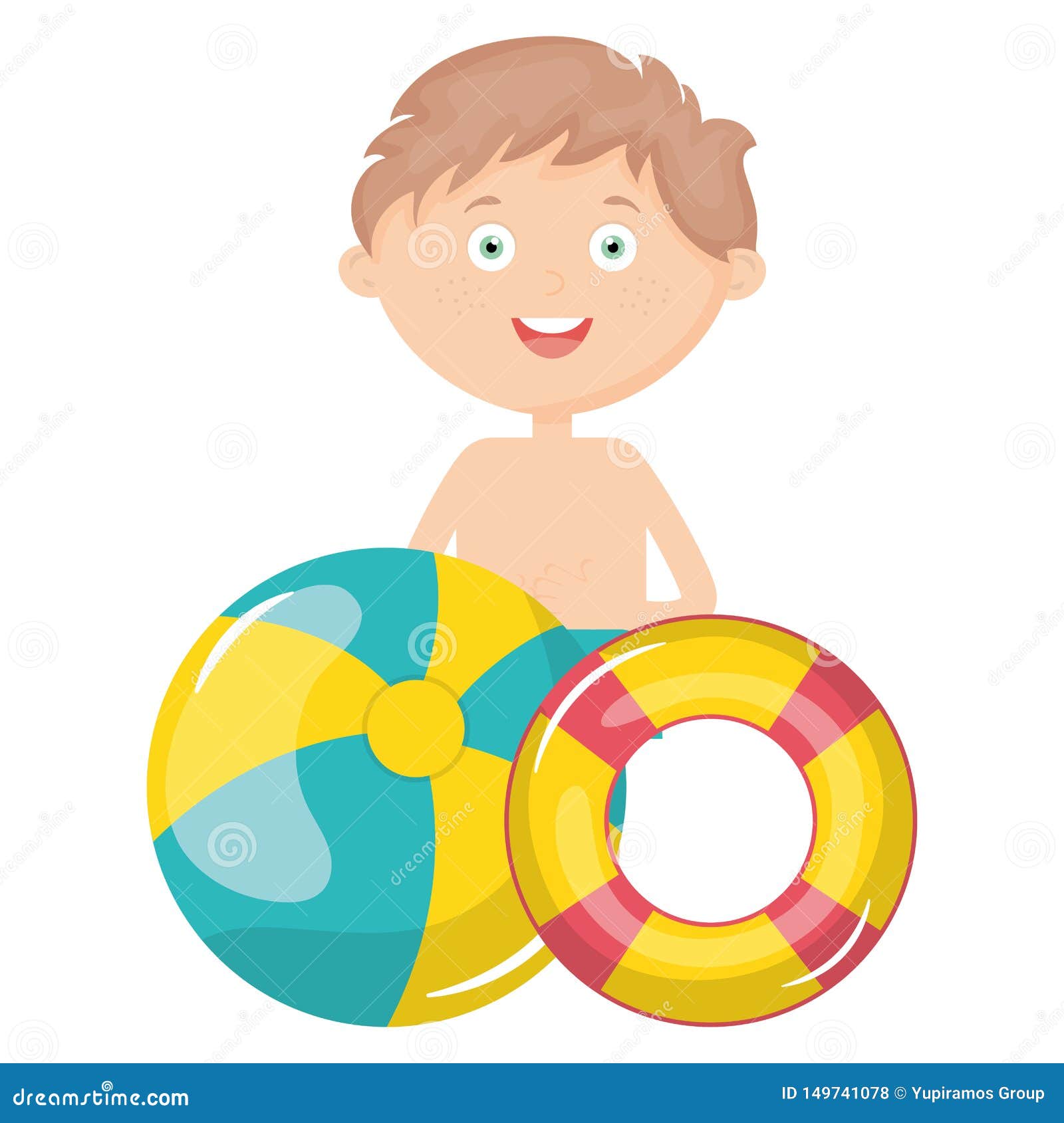 Little Boy with Swimsuit and Float Lifeguard Stock Vector ...