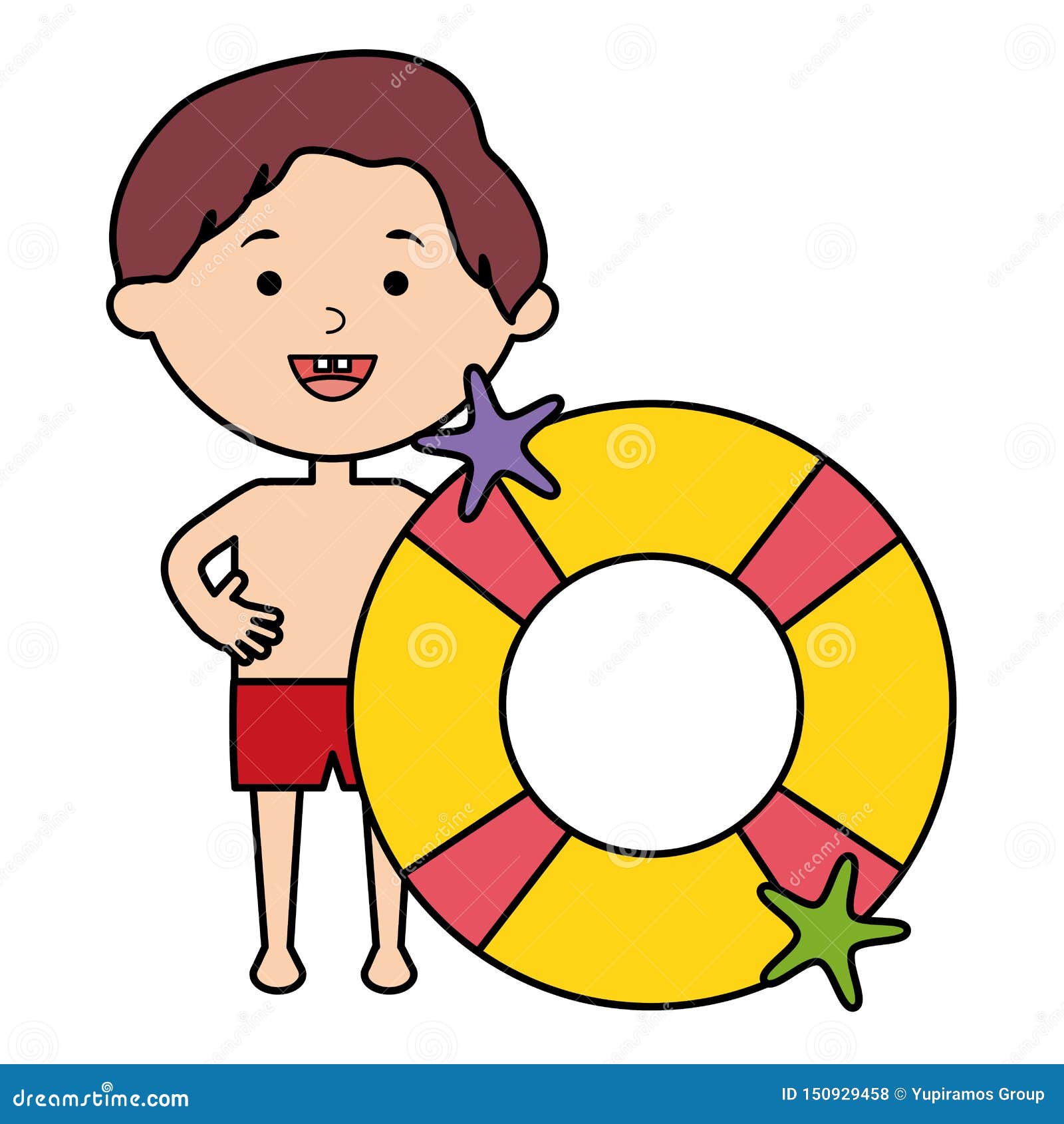 Little Boy with Swimsuit and Float Stock Vector - Illustration of cute ...
