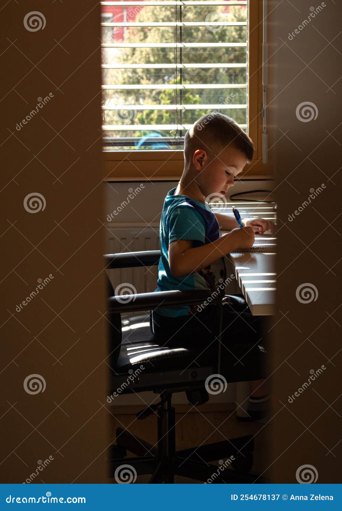 Little Boy at the Table Doing Homework Stock Image - Image of childhood ...