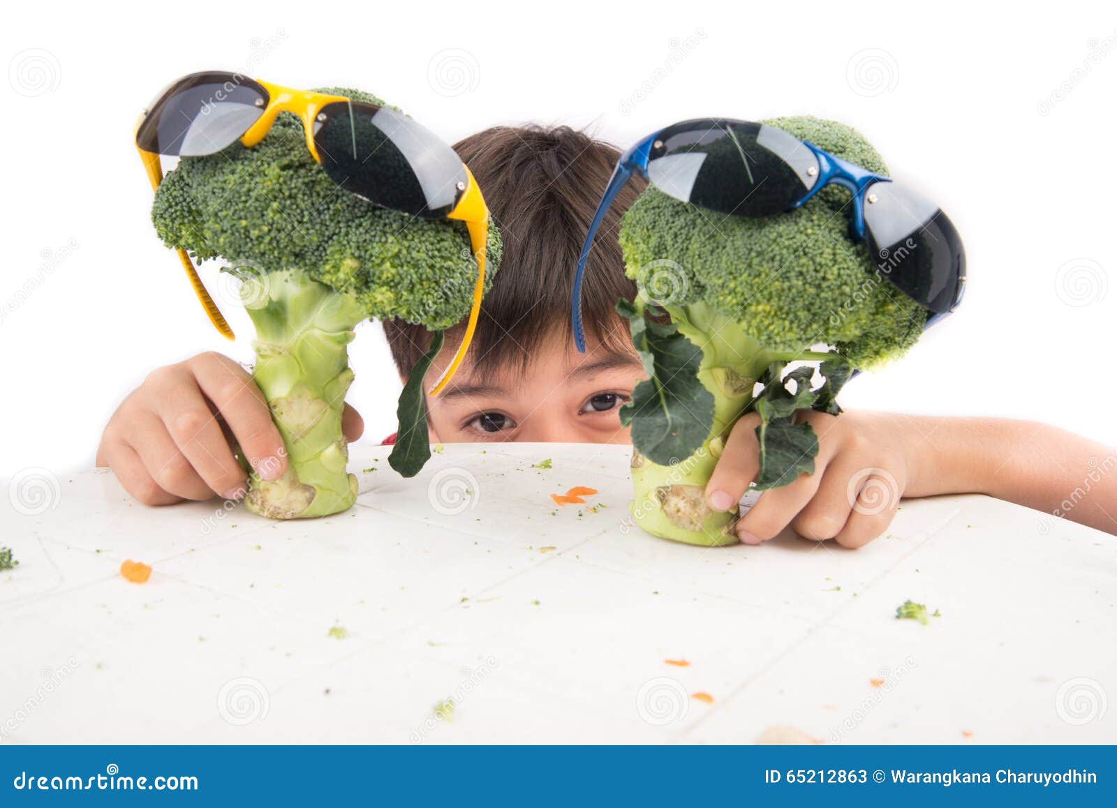 Little Boy Taking Broccoli in Hand Stock Image - Image of delicious ...
