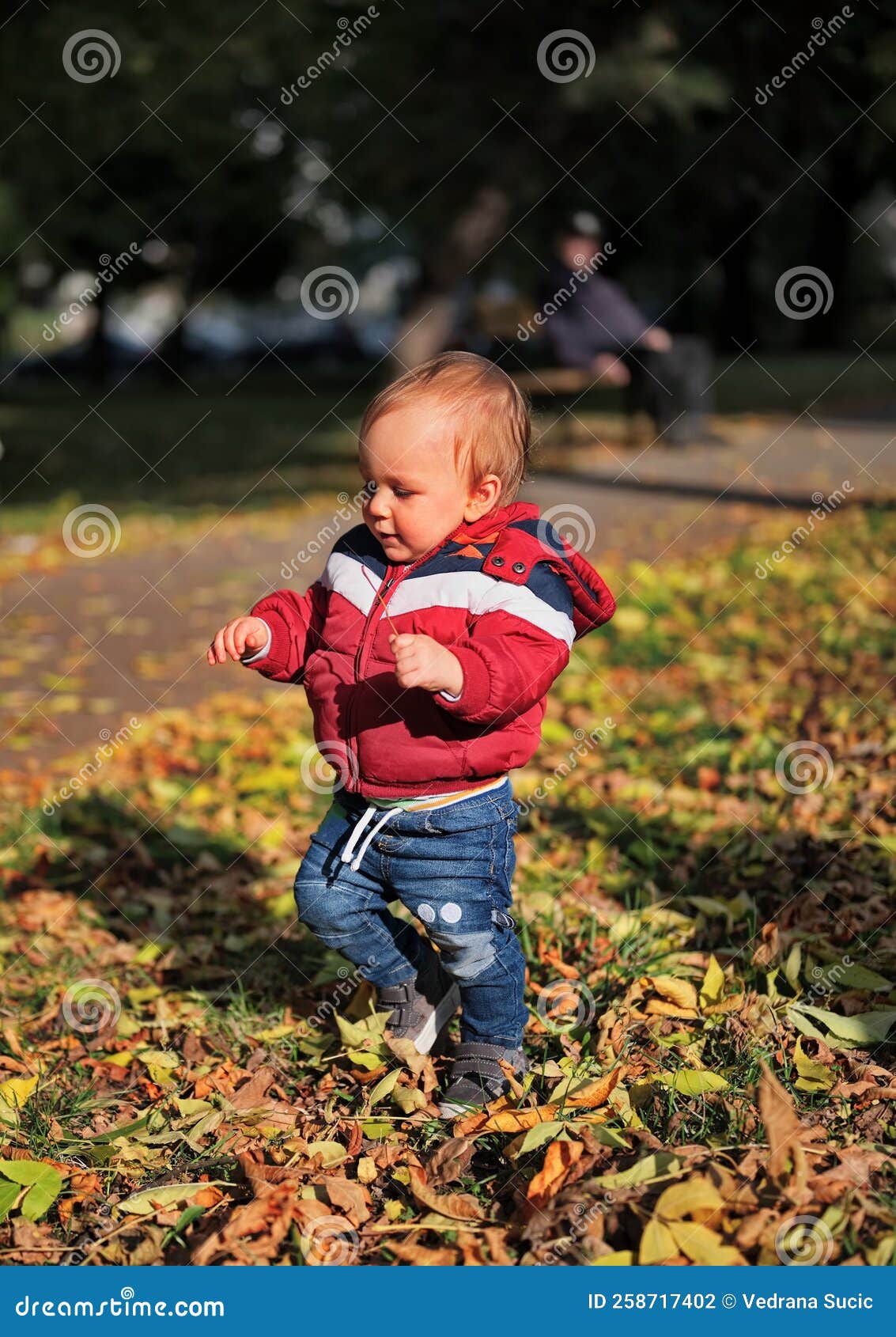 Little Boy Taking His First Steps Stock Photo - Image of male, cold ...