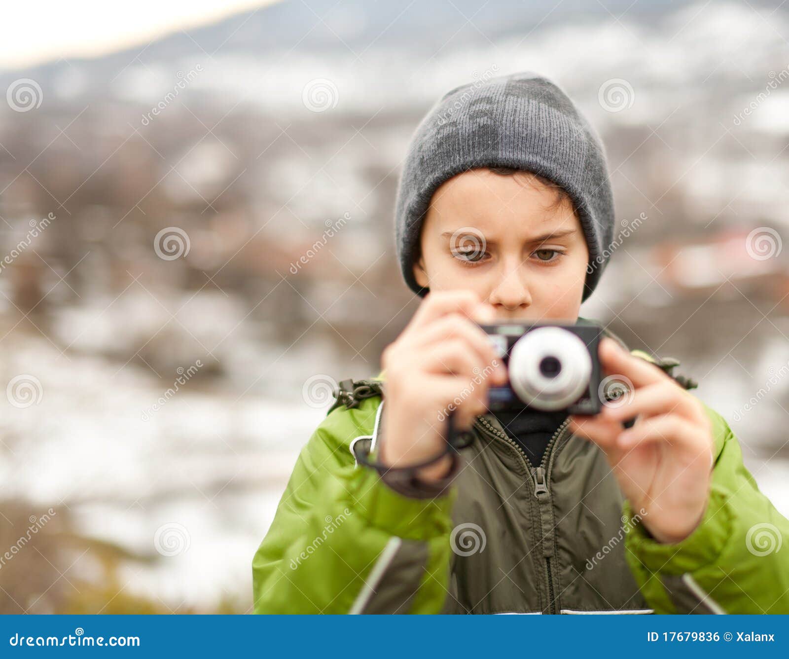 Little Boy Taking Pictures Outdoor Stock Photo - Image of artist ...