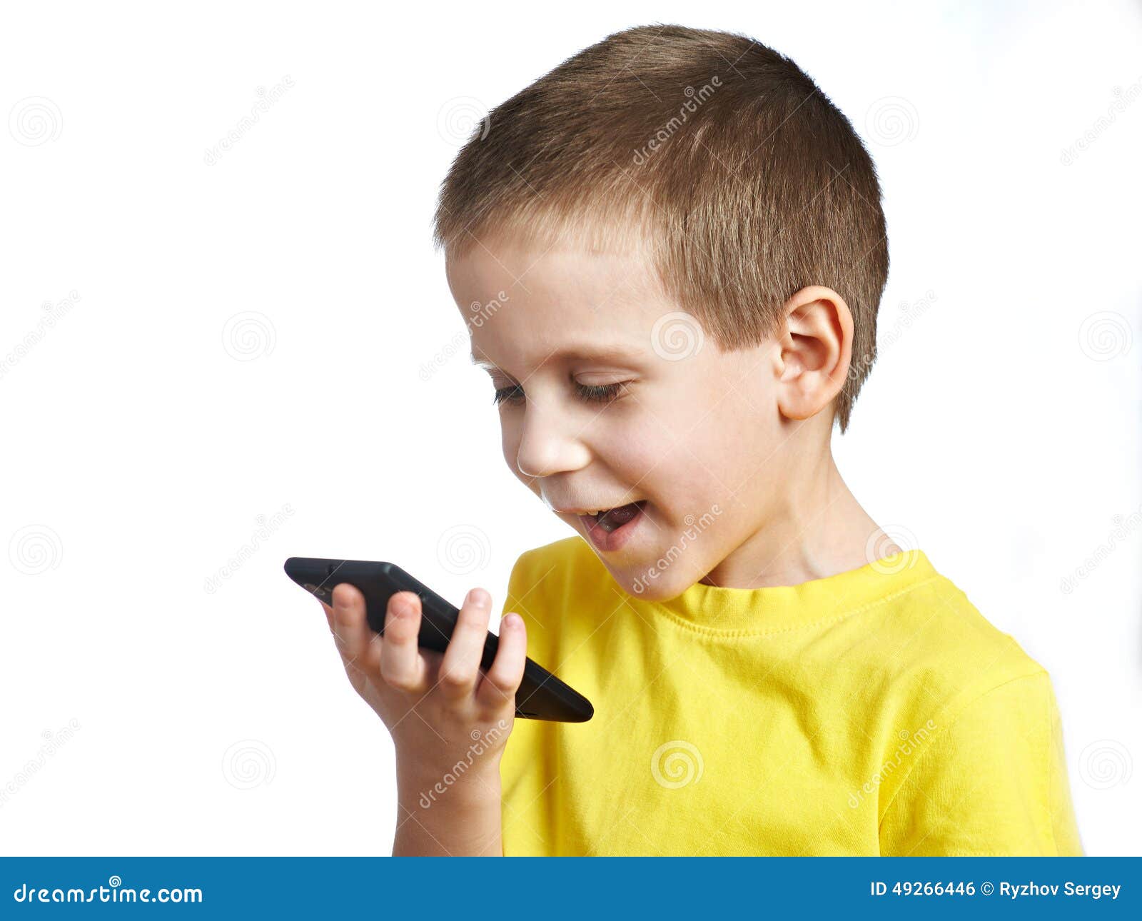 Little Boy Talking on Phone Stock Photo - Image of people, mouth: 49266446