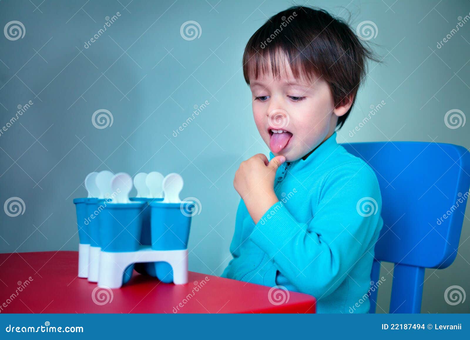 Little Boy Tasting Homemade Ice Cream Stock Photo - Image of dessert ...