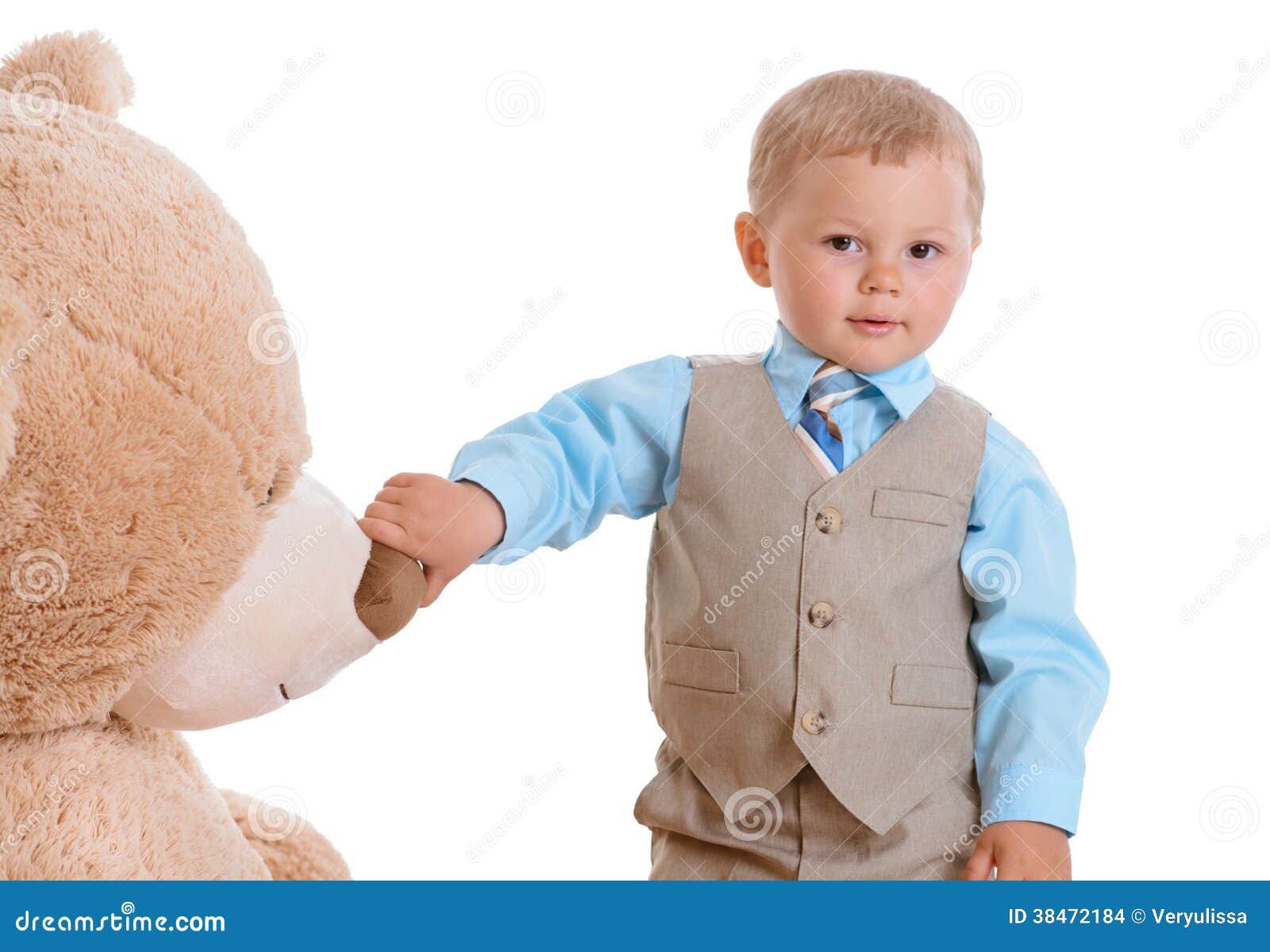 Little boy with teddy stock photo. Image of face, brown - 38472184