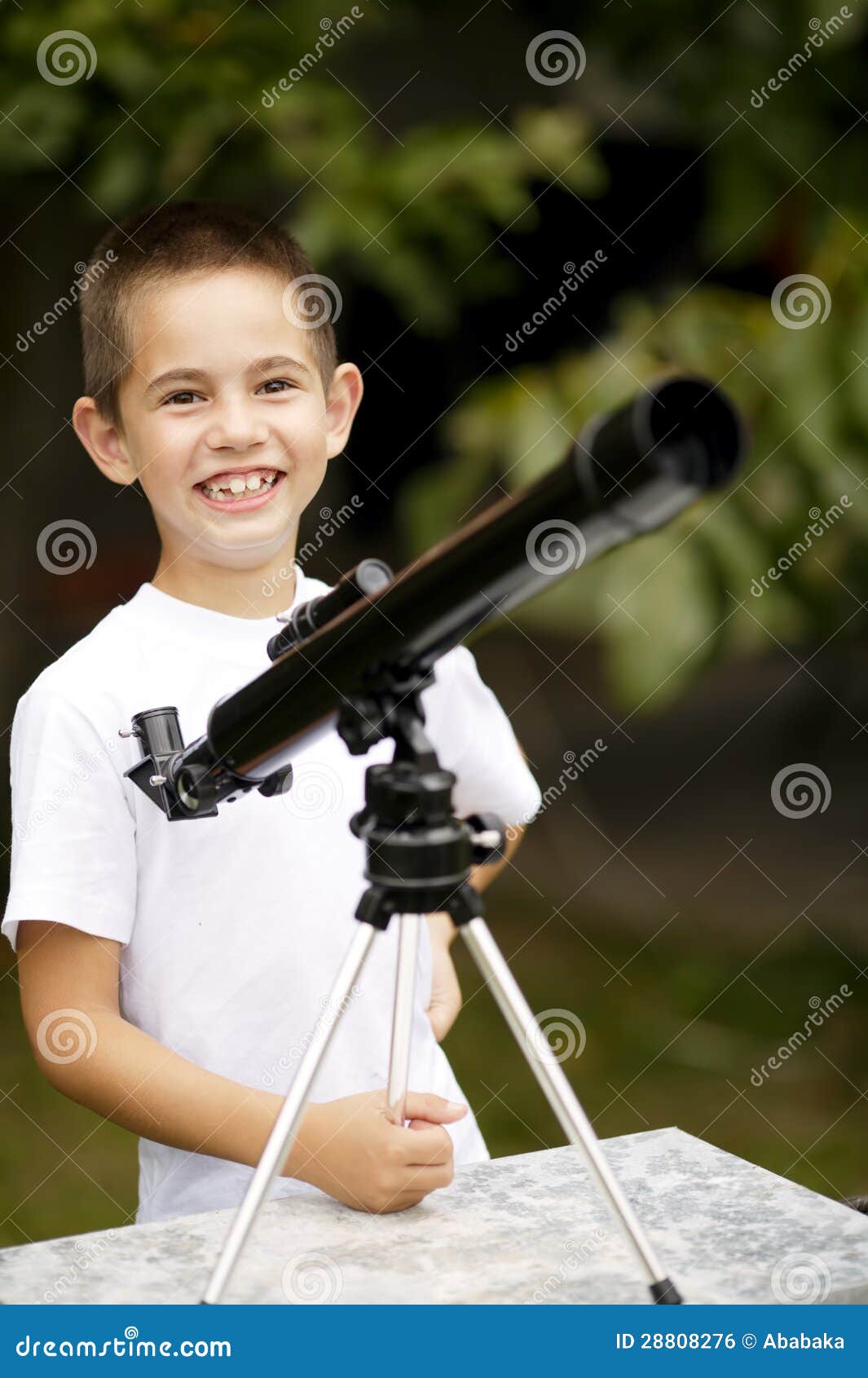 Little boy with telescope stock photo. Image of explorer - 28808276