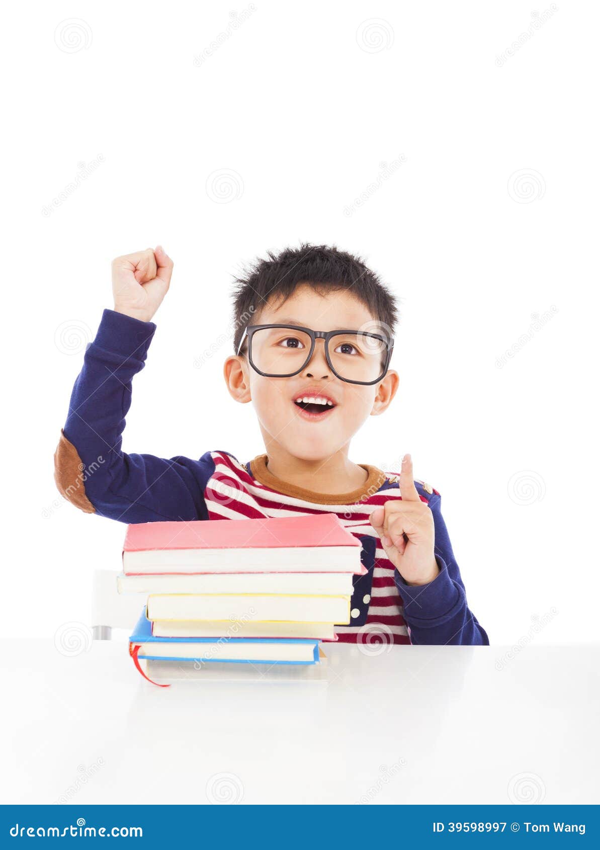 Preschool Kid Raise Arm Up To Answer Teacher Question On Whiteboard In ...