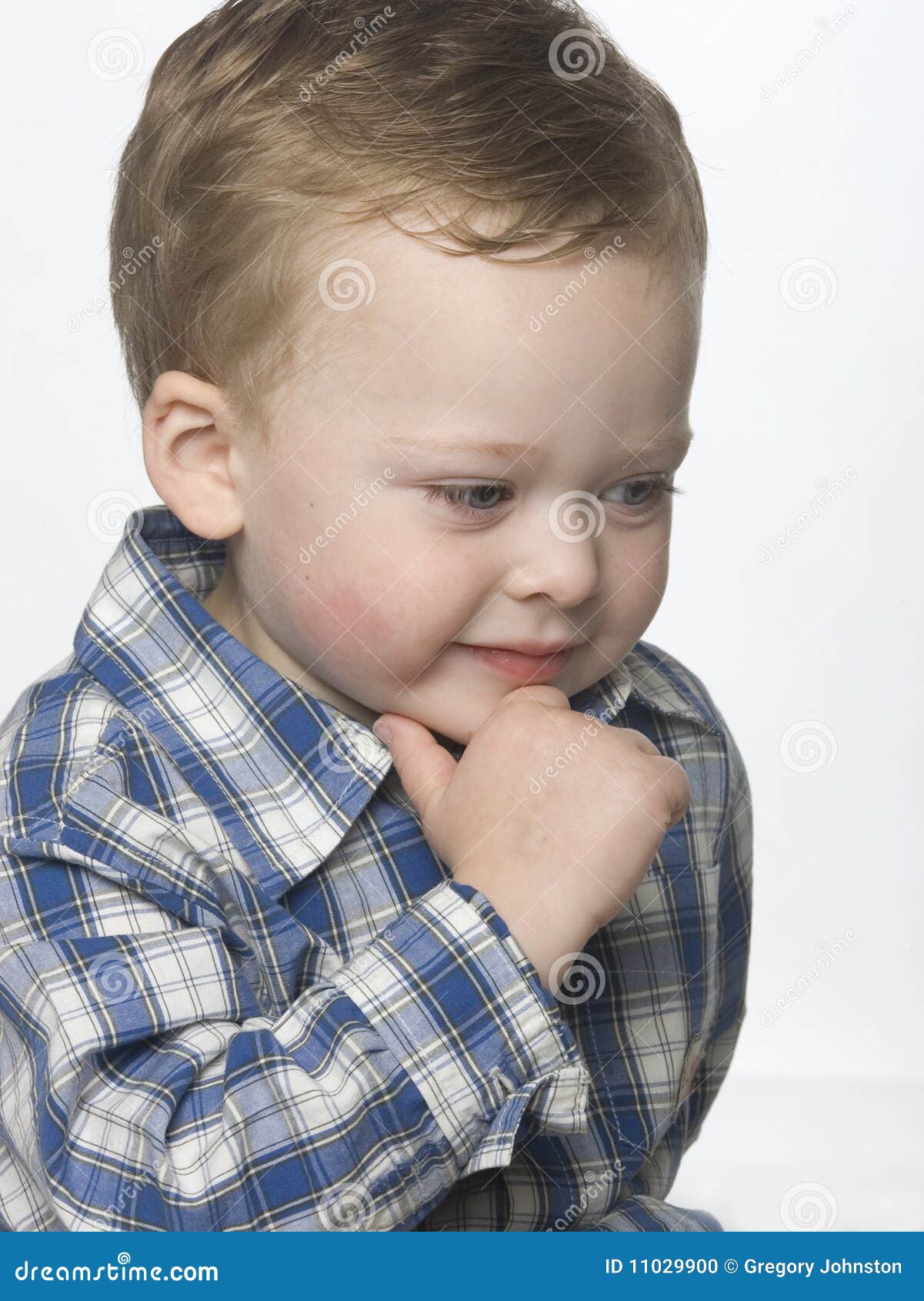 Little Boy in a Thinking Pose. Stock Photo - Image of smile, happiness ...