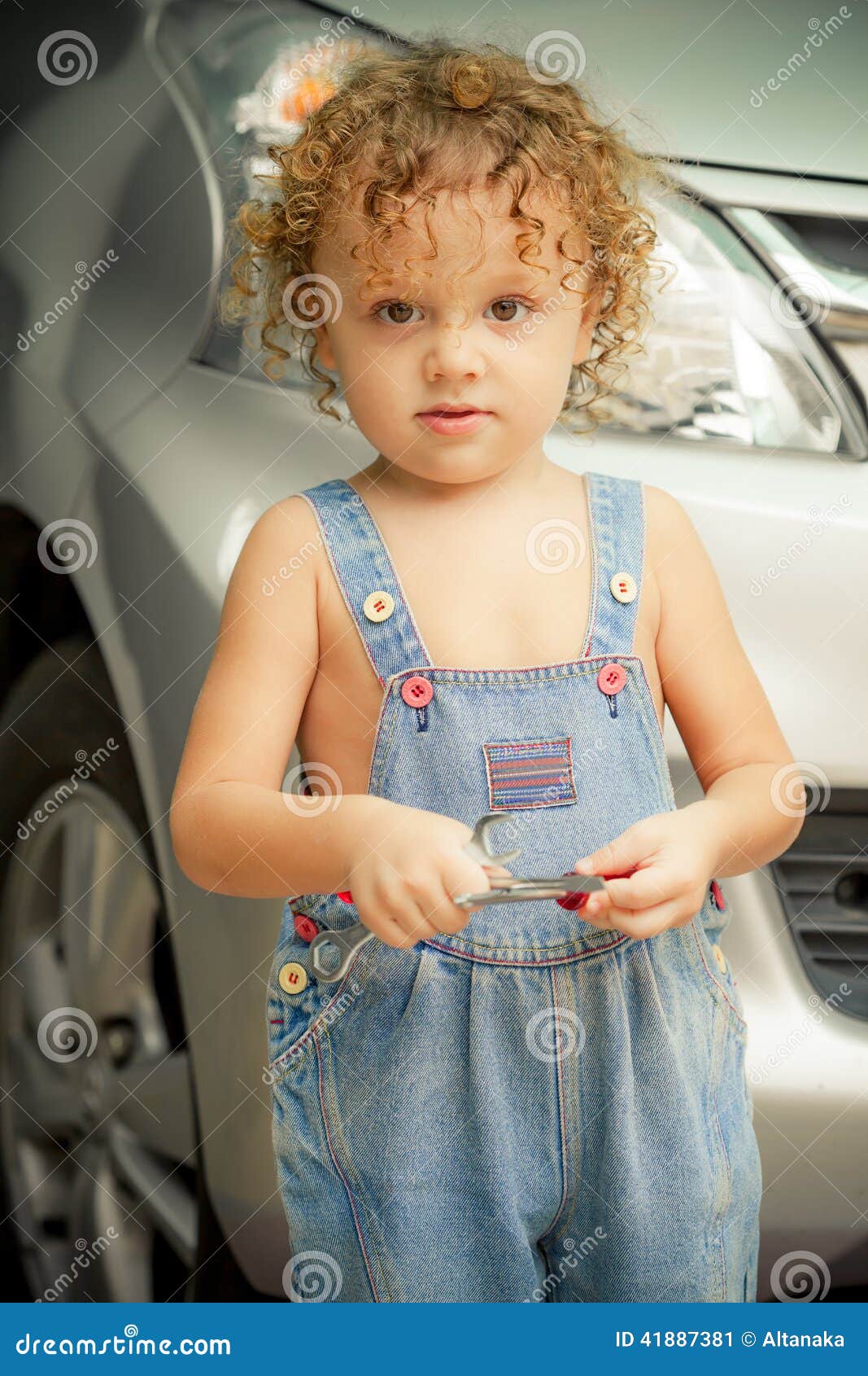 Little Boy with a Tool in the Hands of Stock Image - Image of safety ...