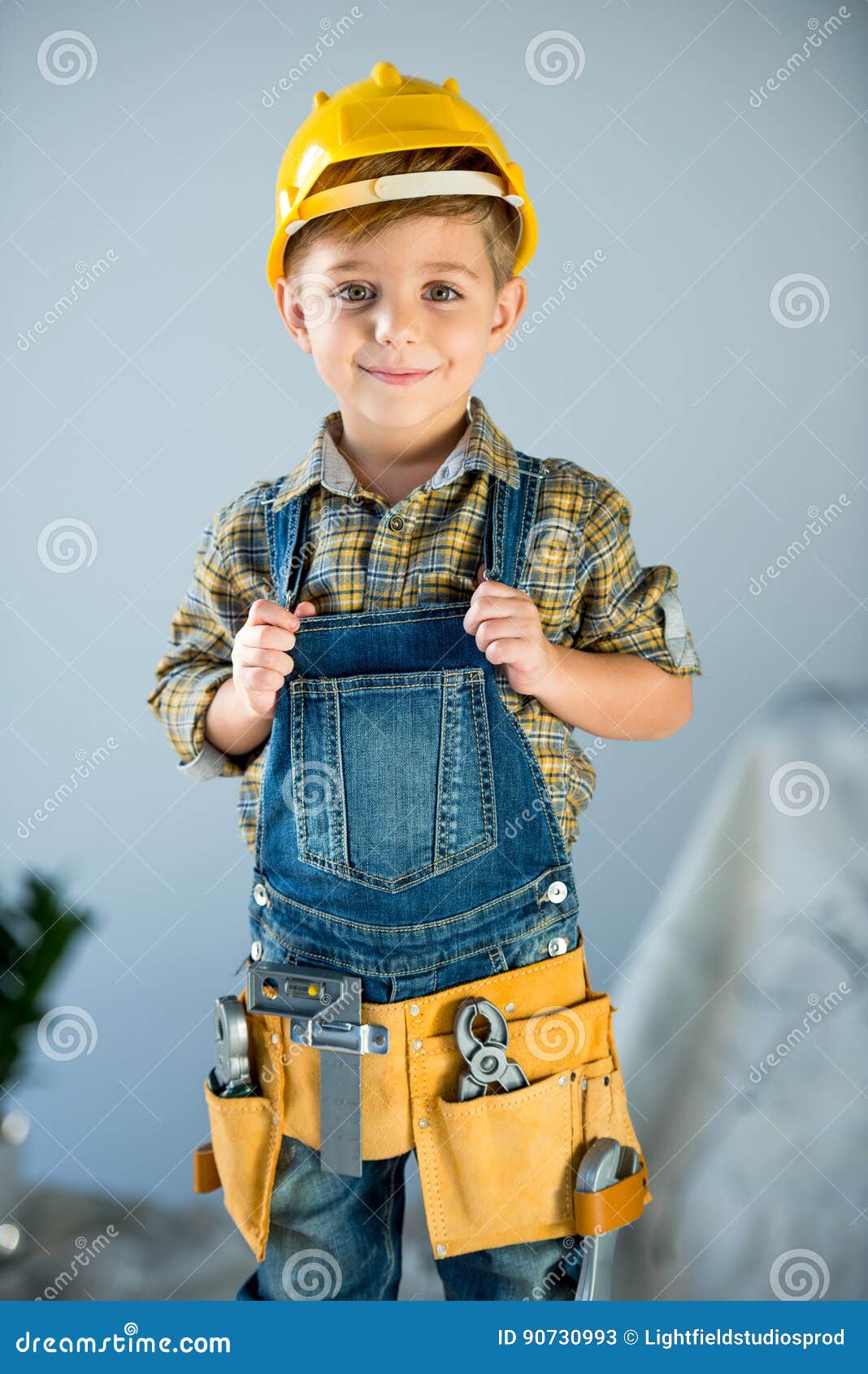 Little boy with tools stock image. Image of laborer, caucasian - 90730993