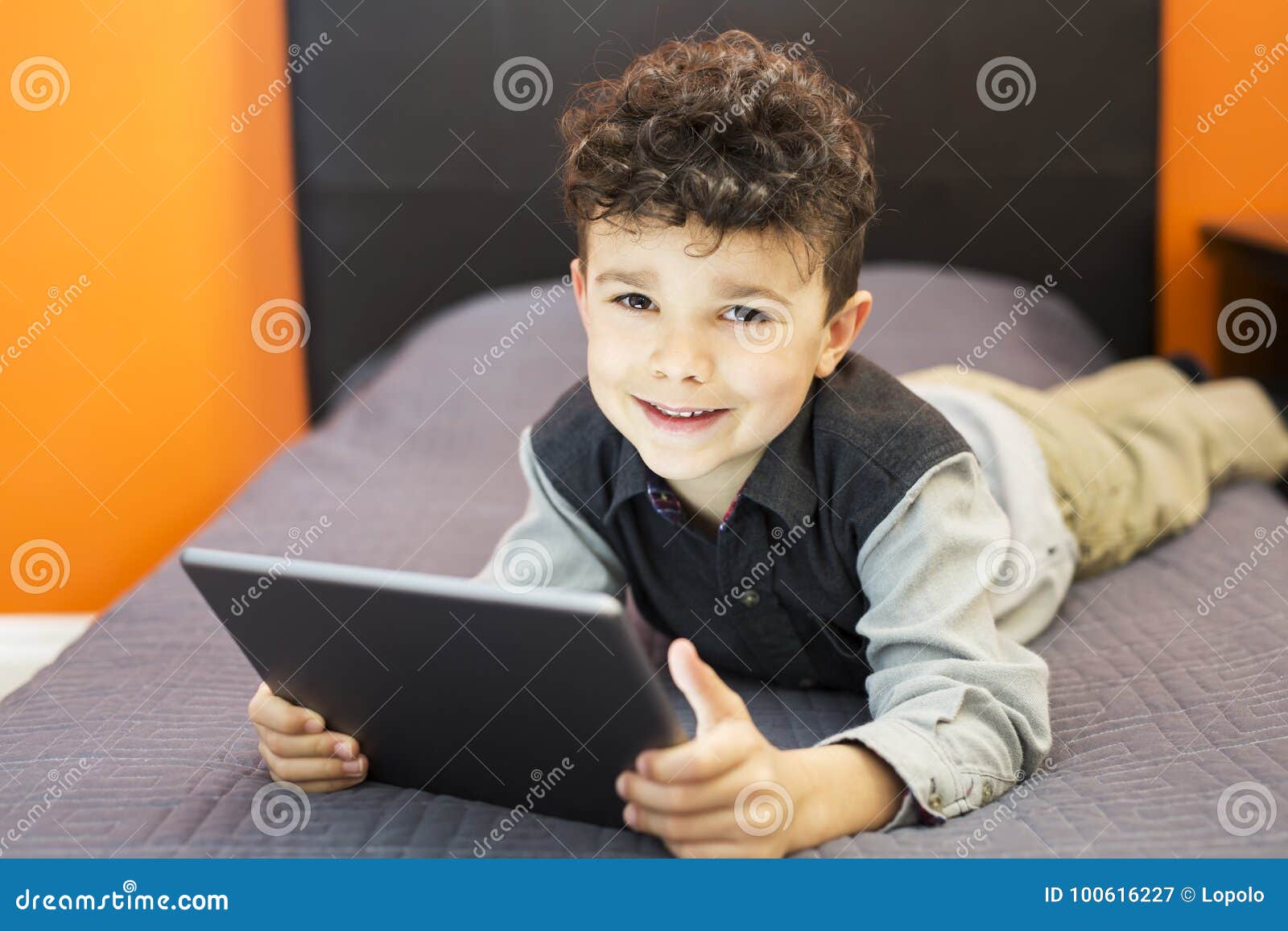 Little Boy with Touch Pad, Early Learning Stock Image - Image of ...