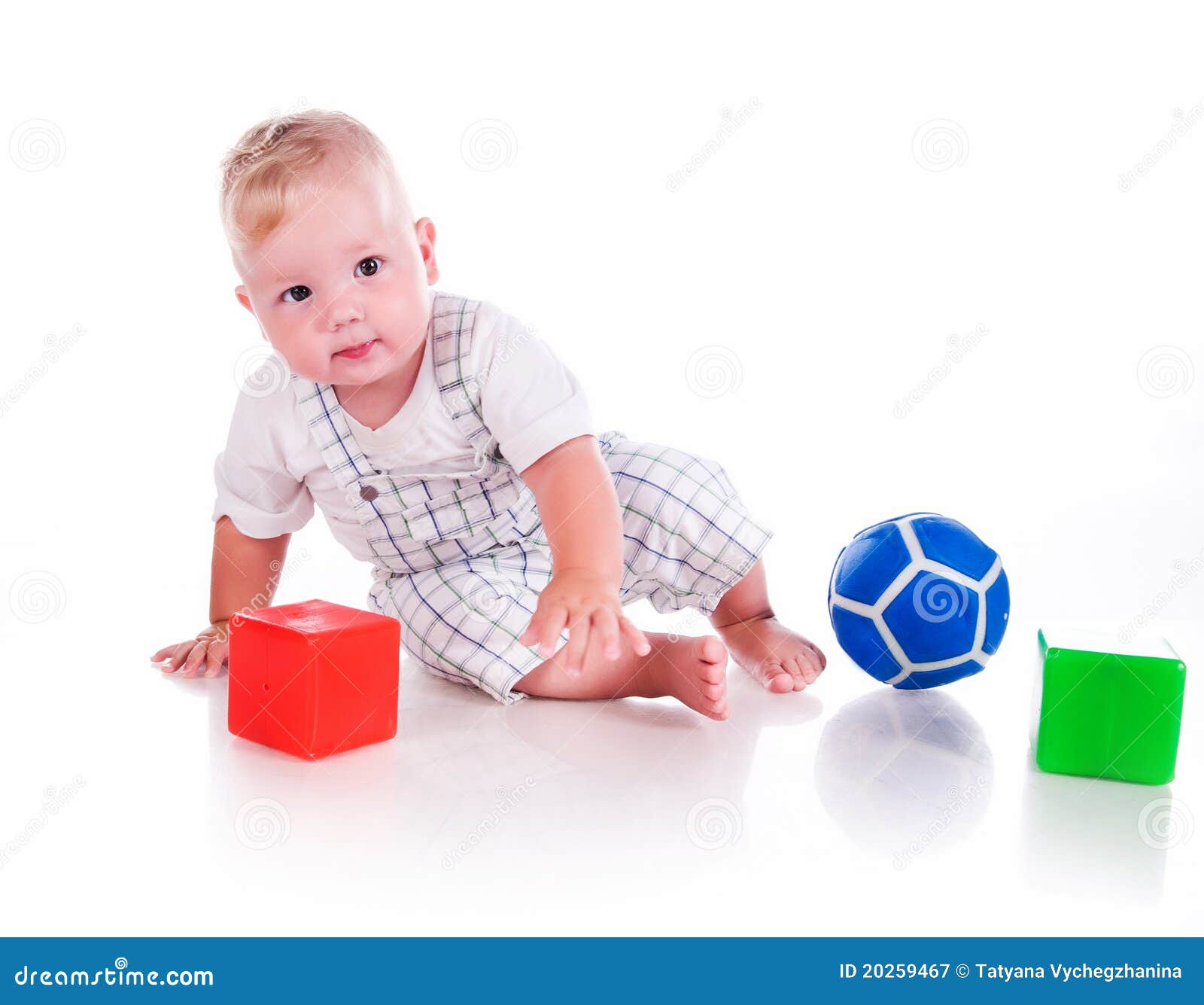 Little boy with a toys stock image. Image of baby, brick - 20259467