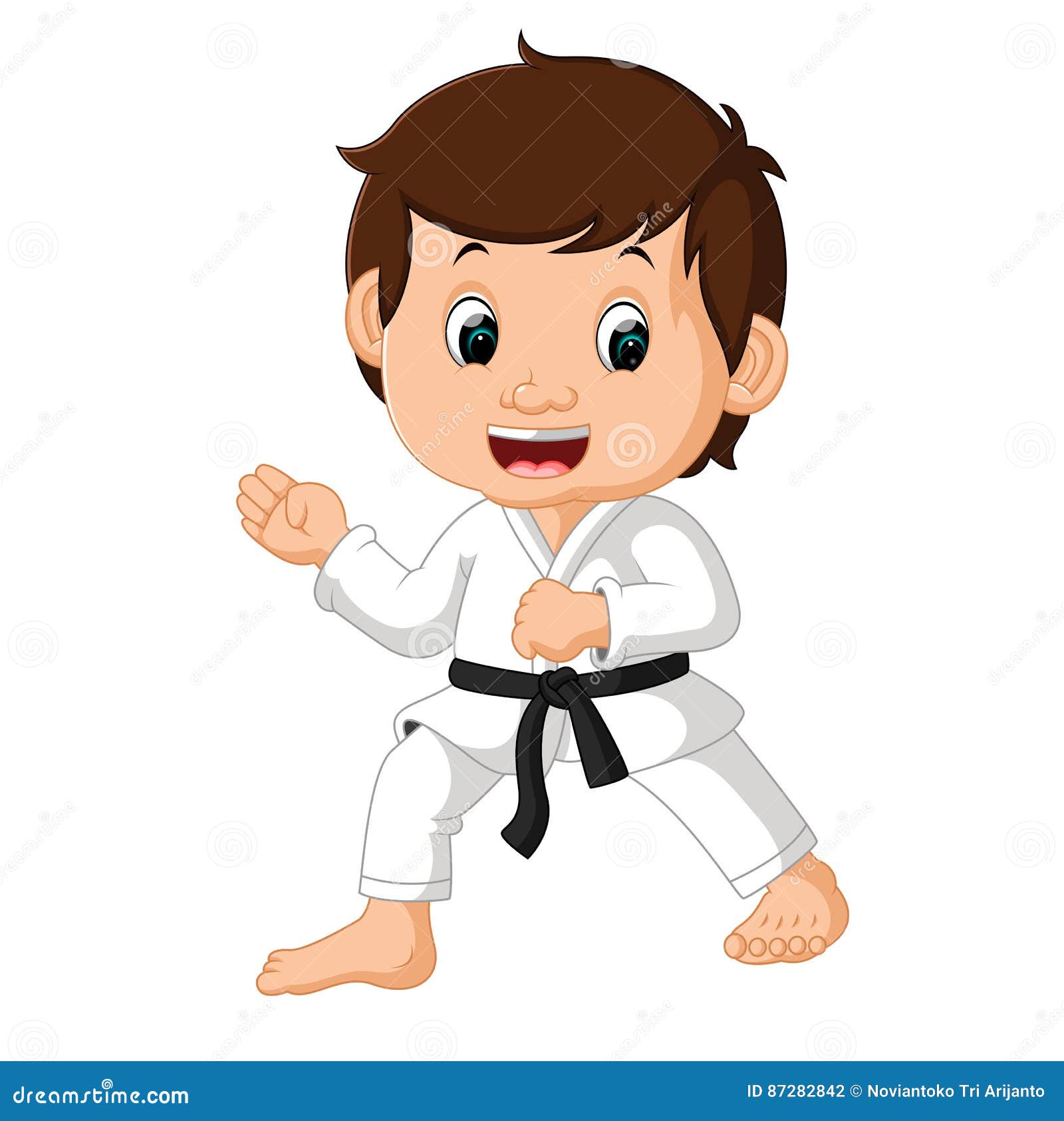 Little Boy Cartoon Training Karate Vector Illustration | CartoonDealer ...