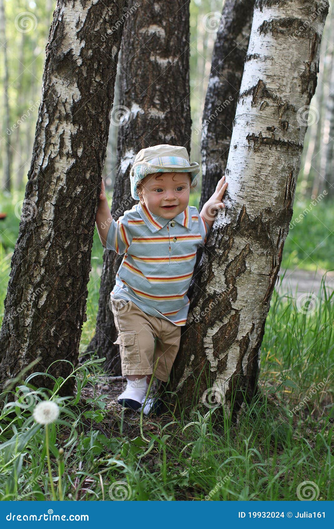 Little Boy Trying To Walk by Trees Stock Photo - Image of forest, smile ...