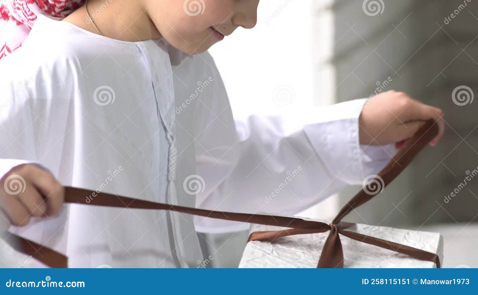 Little Boy Unpacking Gift at Home Stock Image - Image of child, islamic ...