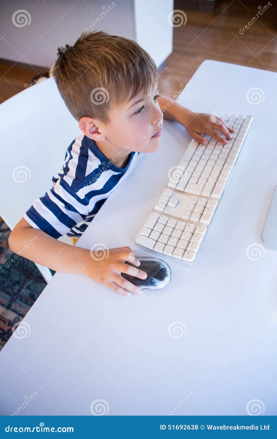 Little Boy Using Computer in the Living Room Stock Photo - Image of ...