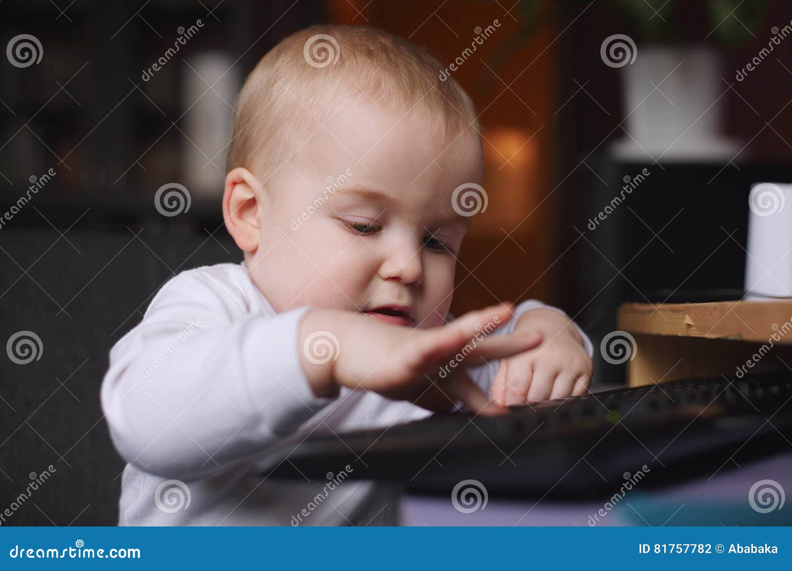Little boy using computer stock photo. Image of game - 81757782