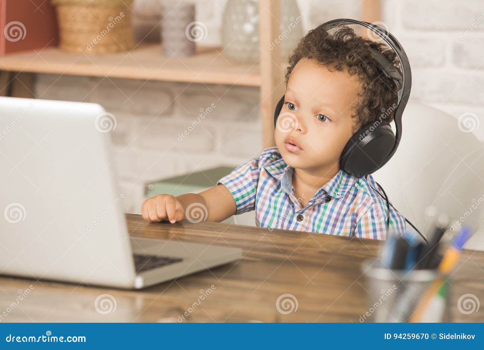 Little Boy Using Digital Device Modern Technology Stock Photo - Image ...