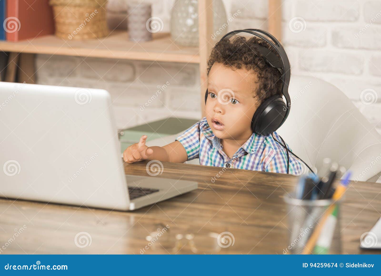 Little Boy Using Digital Device Modern Technology Stock Photo - Image ...
