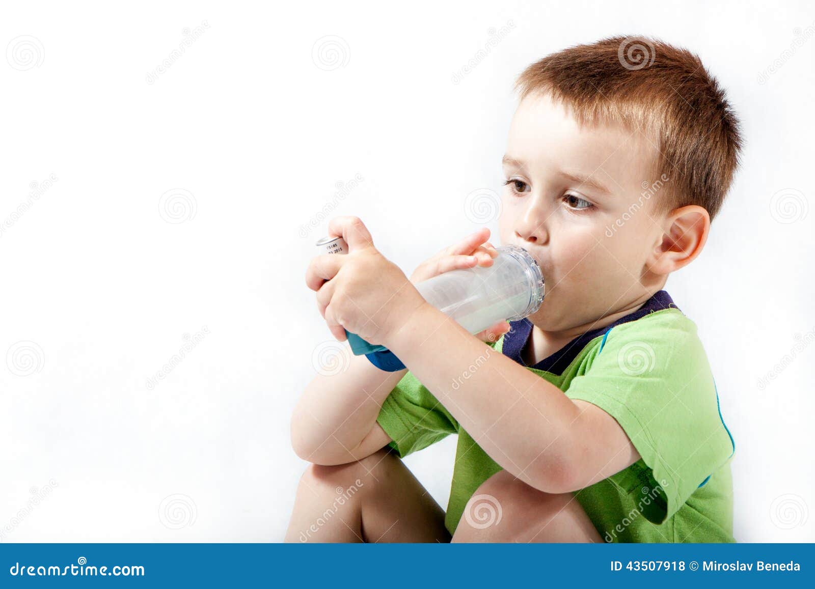 Little Boy Using Inhaler for Asthma Stock Photo - Image of little ...