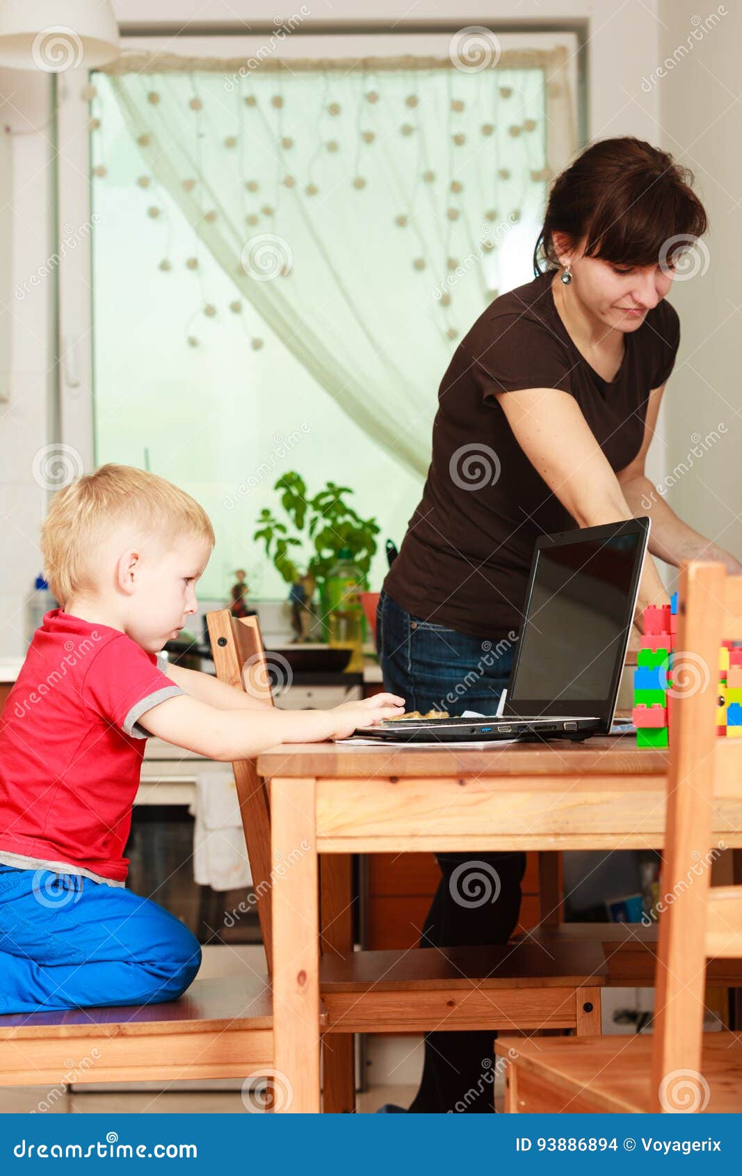Little Boy Using Laptop Computer Playing Games Stock Photo - Image of ...