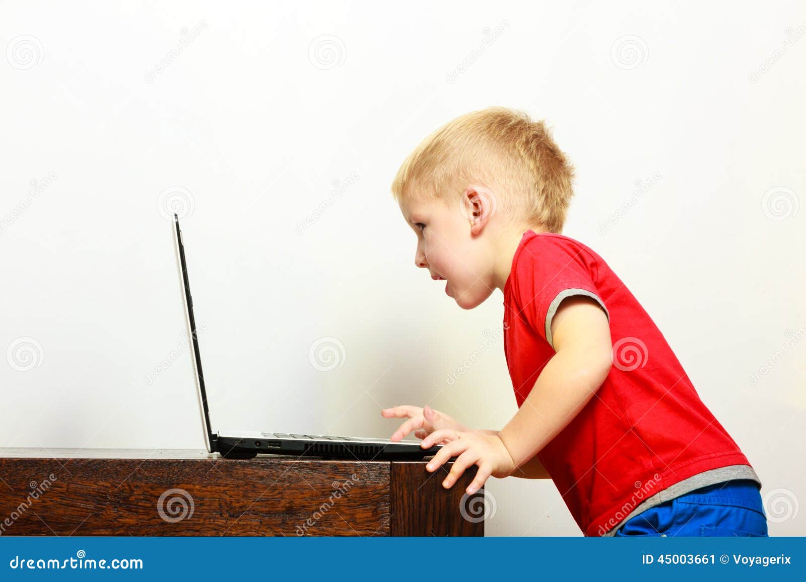 Little Boy Using Laptop Pc Computer at Home Stock Image - Image of ...