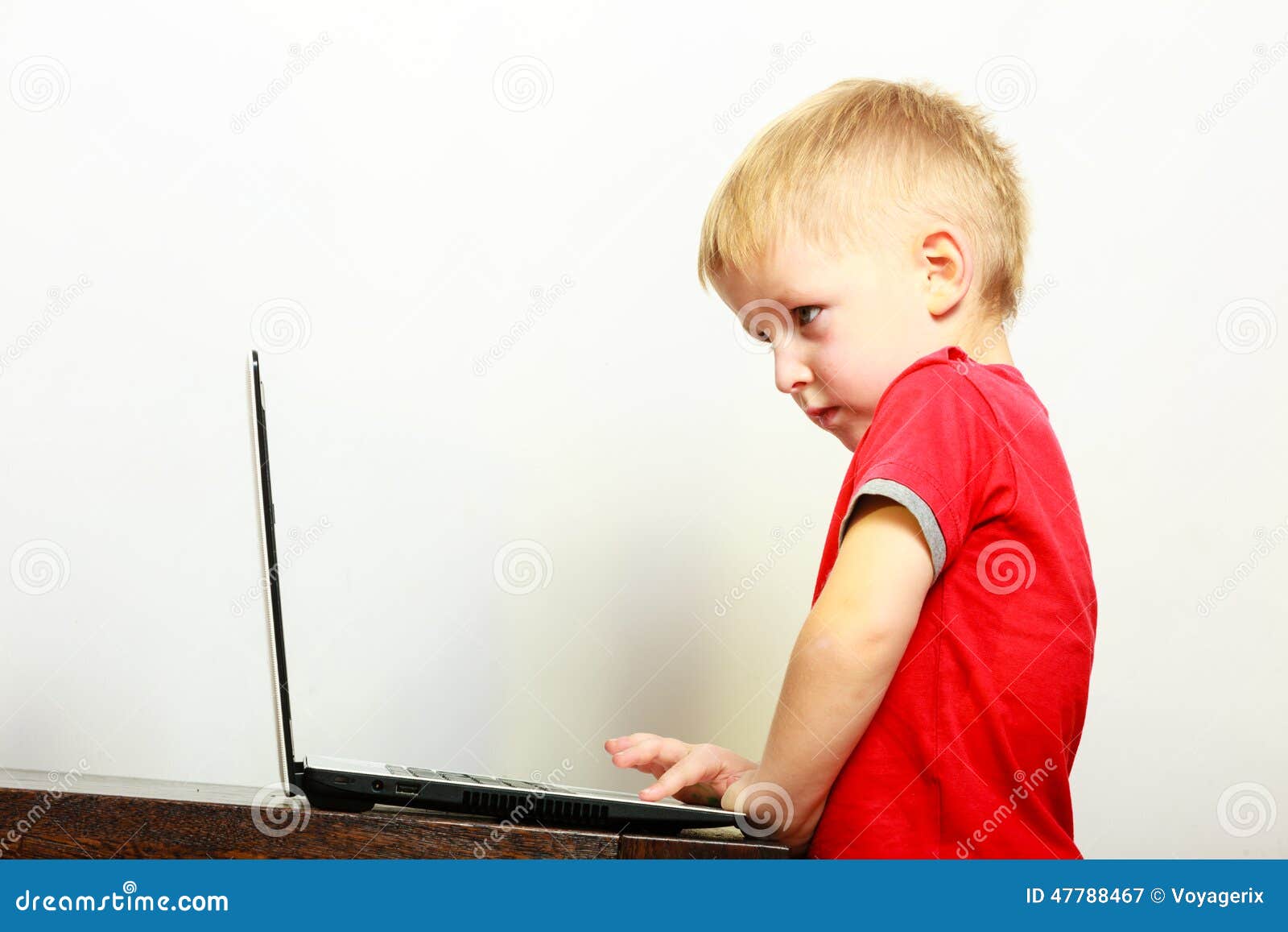 Little Boy Using Laptop Pc Computer at Home Stock Image - Image of ...